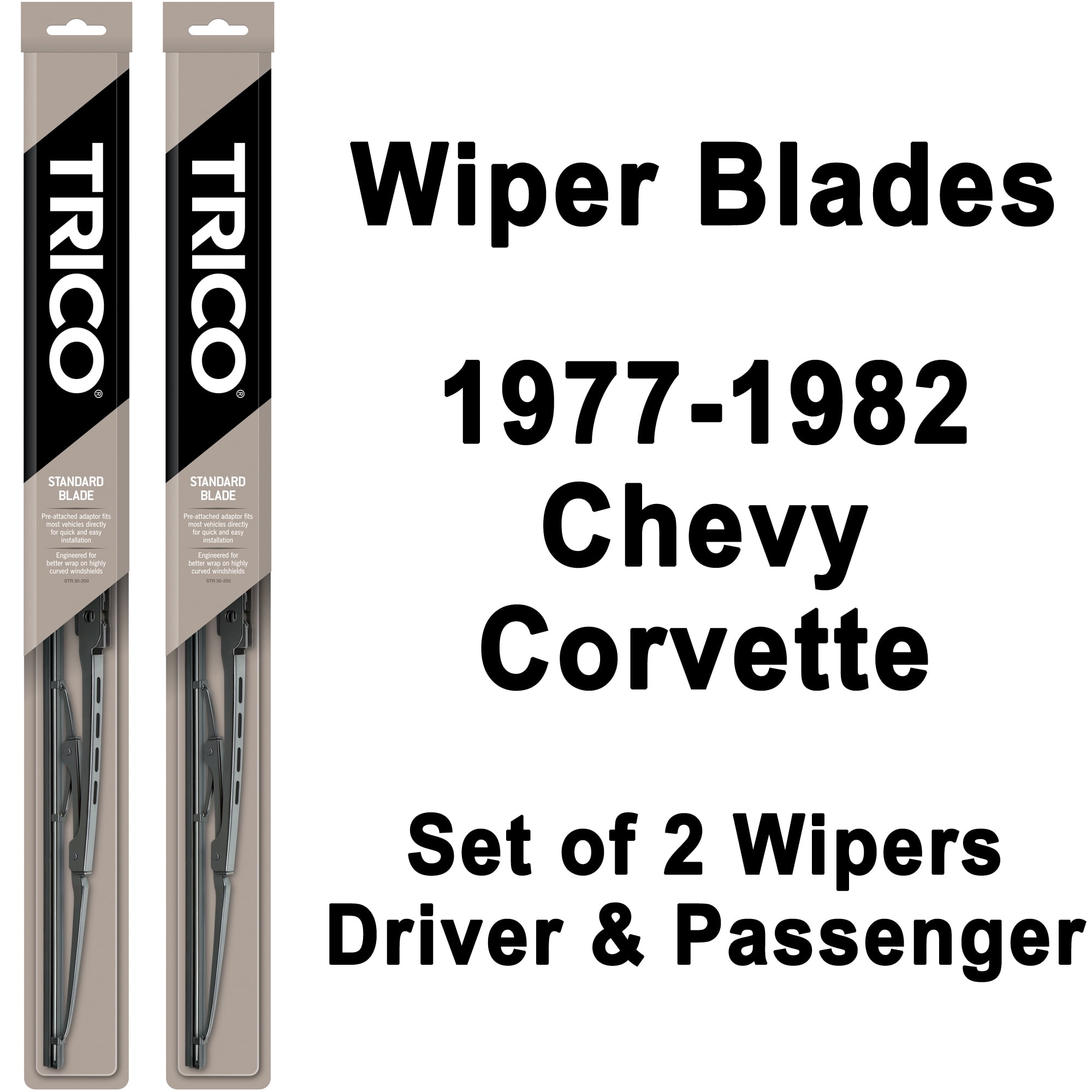 Corvette 1977-1982 Windshield Wiper Blades Set (2 pcs) - Walmart.com