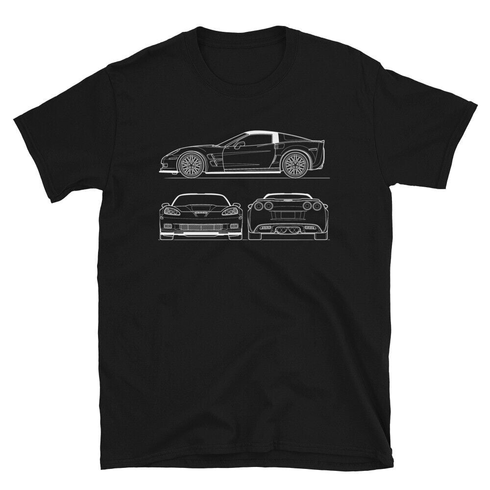 Corvette ZR1 Supercar Mens T Shirt C6 Chevy Blueprint Racing Car Tee ...