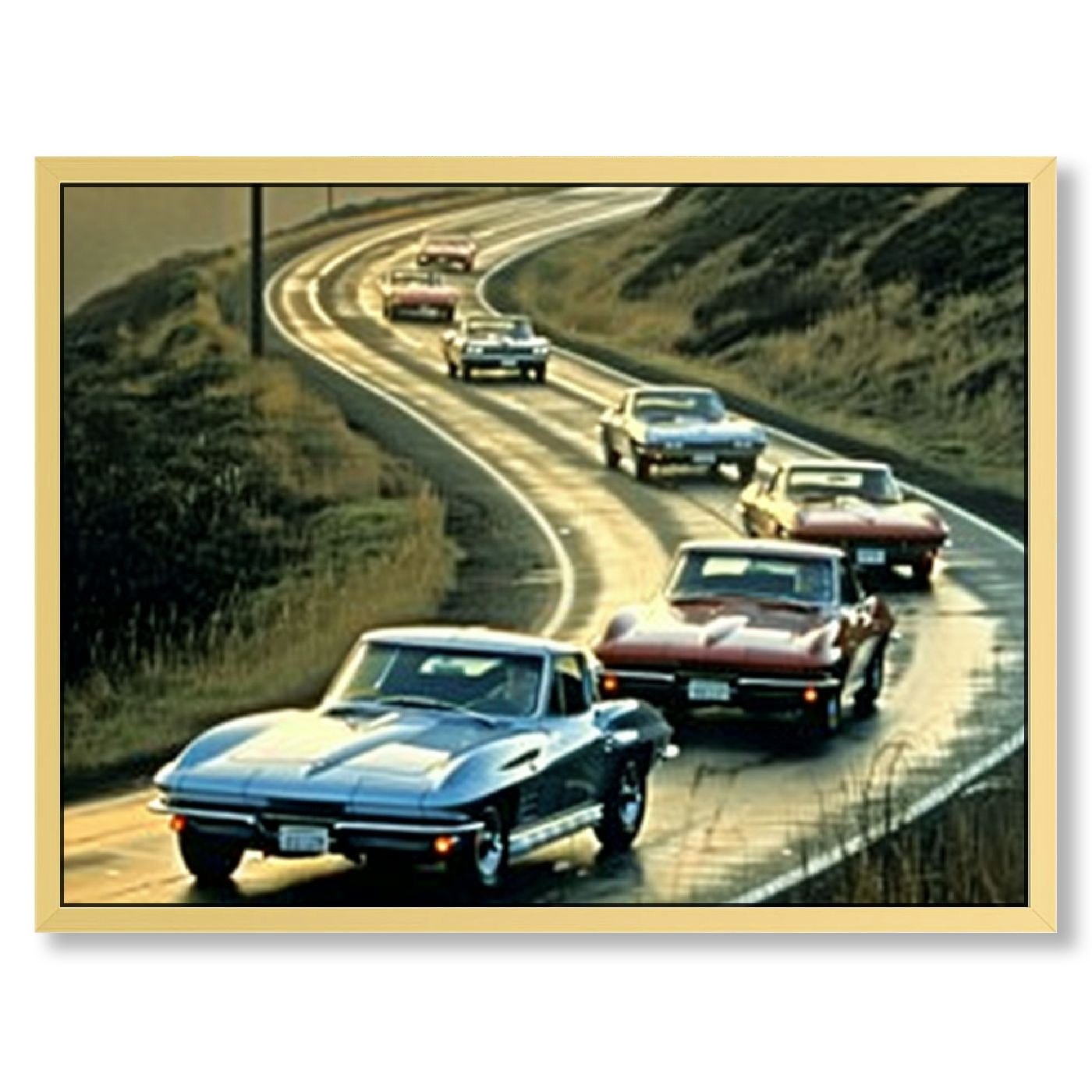 Corvettes in a Row Transportation Vintage Car Wall Decor Art Print ...