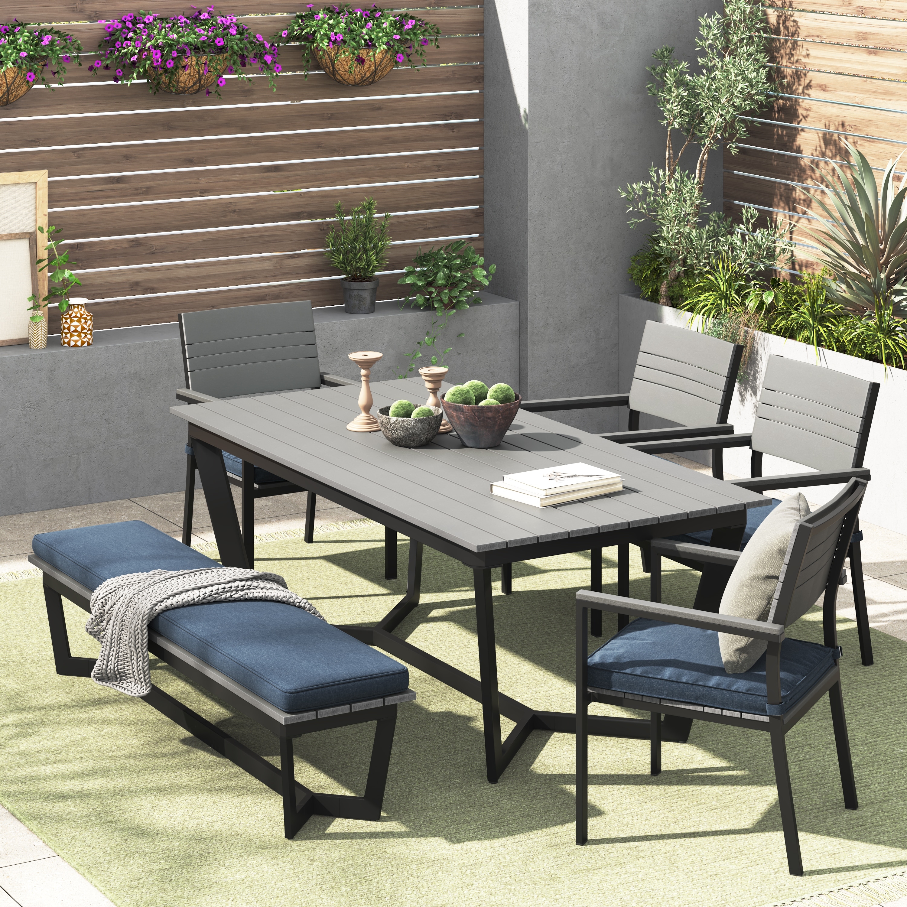 Corvus Orville 6-piece Aluminum Outdoor Dining Set with WPC Table Top ...