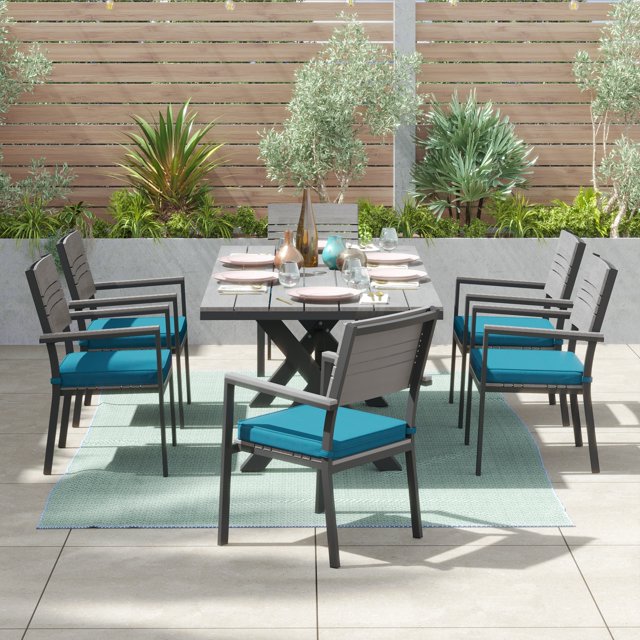 Corvus Orville 7-Piece Patio Dining Set, Aluminum with WPC Table Top ...