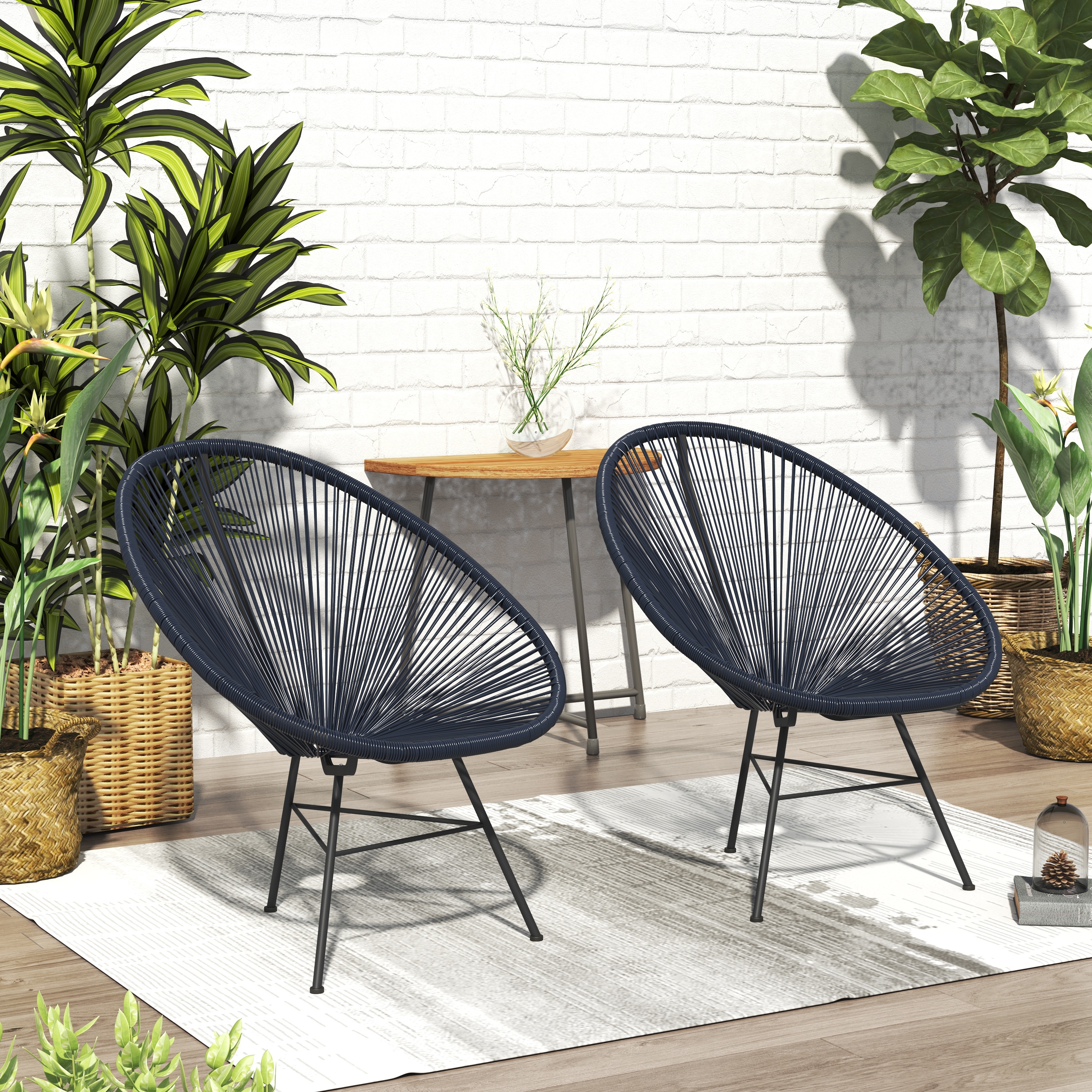 Corvus Sarcelles Patio Outdoor Woven Wicker Bistro Chairs (Set of 2 ...
