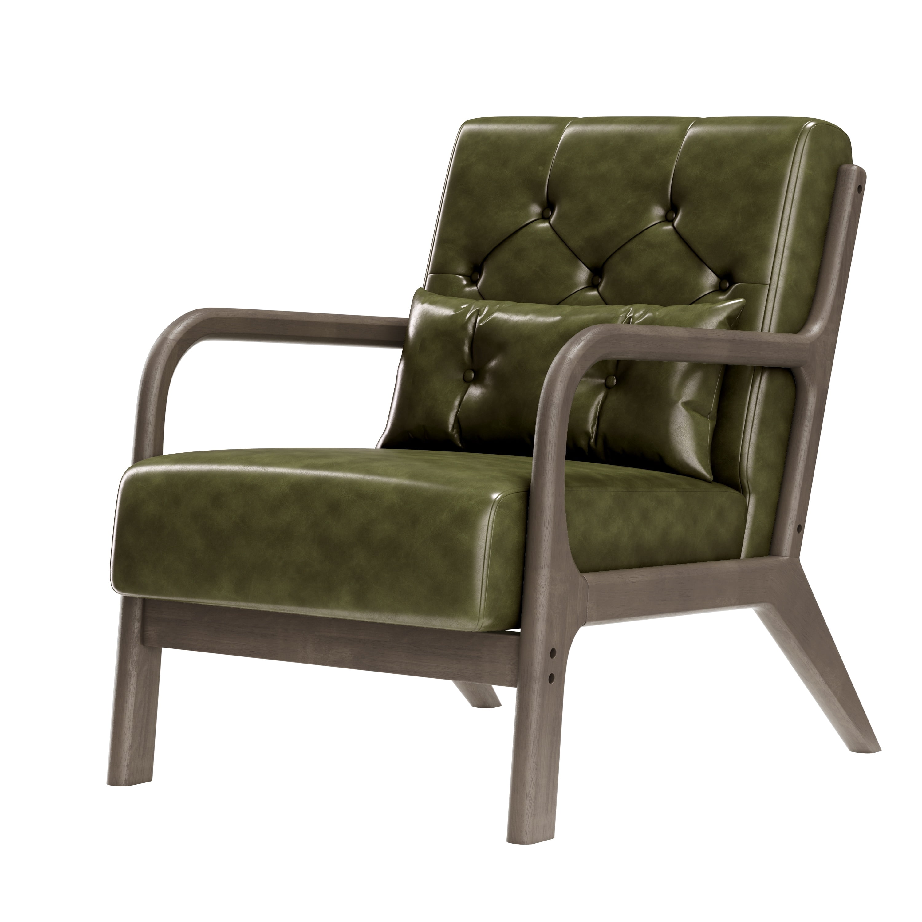 Corvus Zelda Lounge Accent Chair with Arms Round Arms Green Wood Finish ...