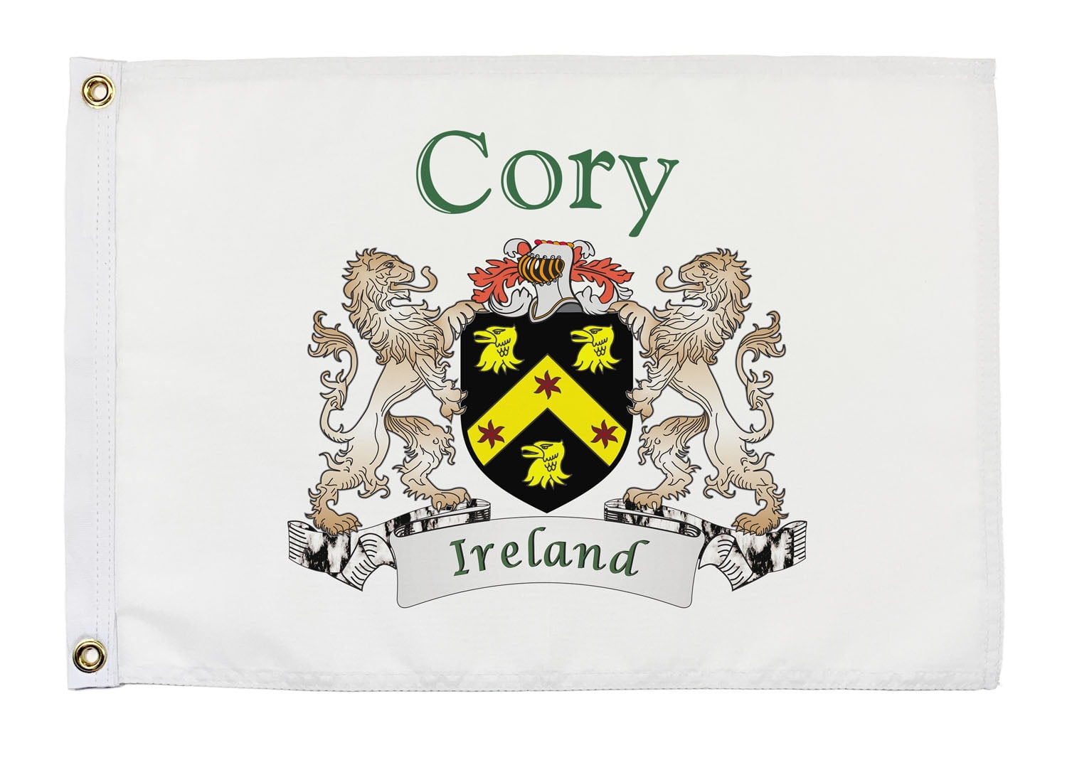 Cory Irish Coat of Arms Small White Flag - 16"x10.5" inches - Walmart.com