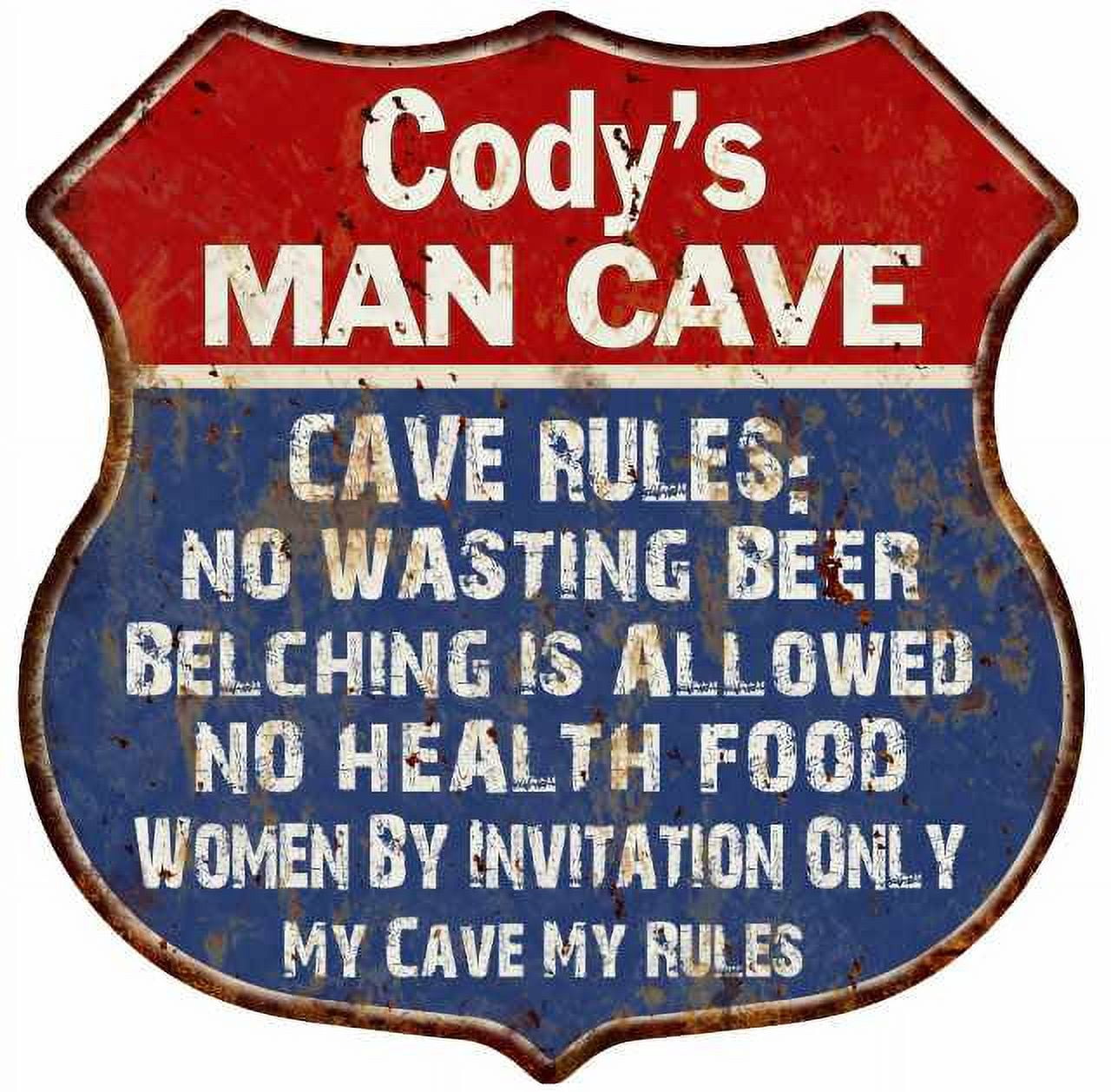 Cory's Man Cave Rules Sign Shield Metal Gift 211110023049 - Walmart.com
