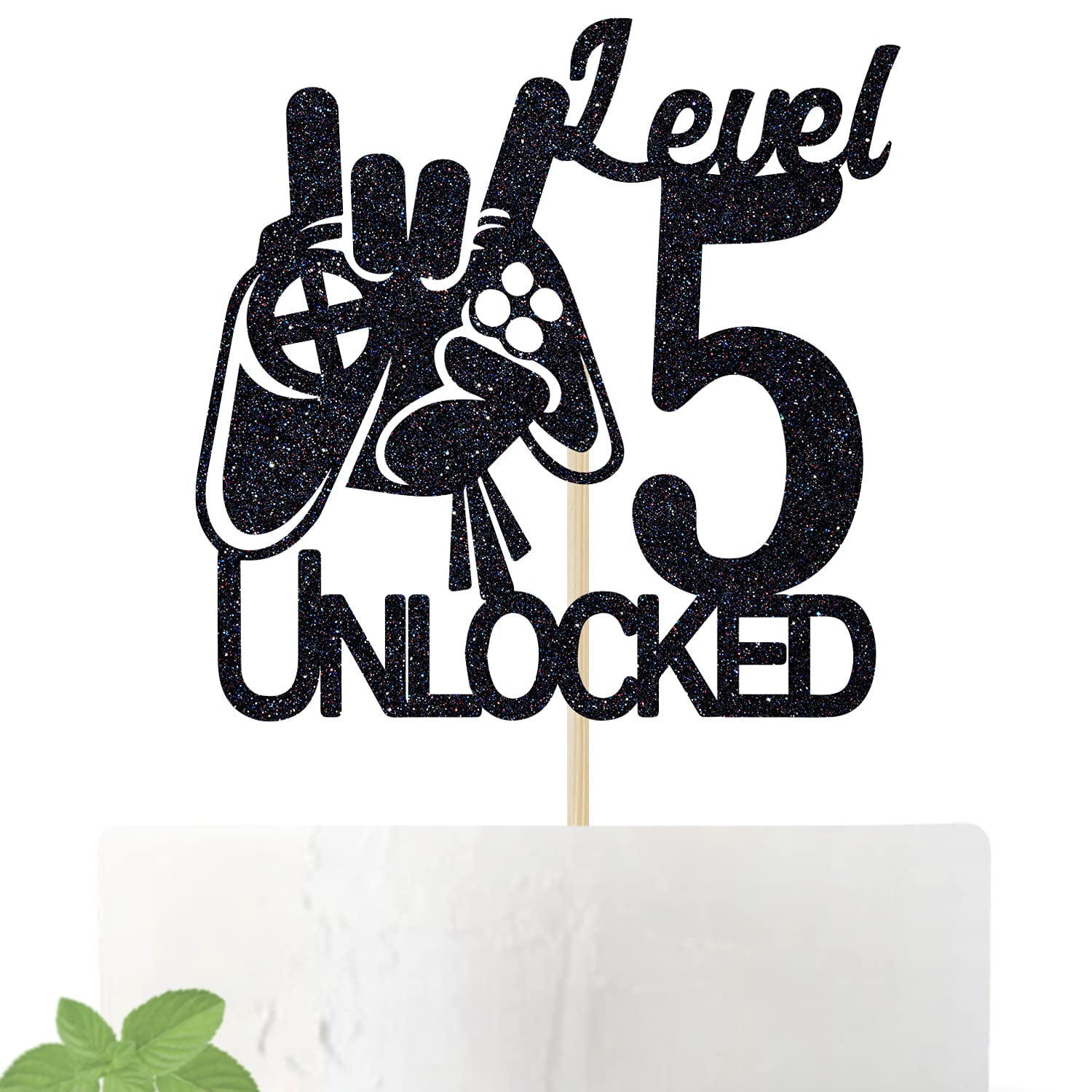 Cos mos BlackTRDN Glitter Level 5 Unlocked Game Birthday Cake Topper - Boy 5th Birthday Cake ...