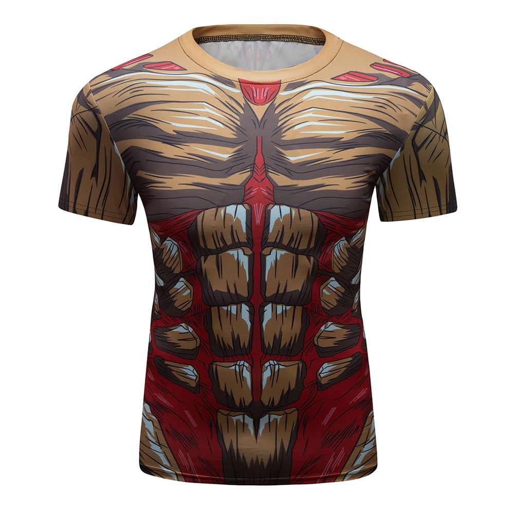 CosFitness Anime Attack on Titan/AOT Gym Shirts, The Armored Titan ...