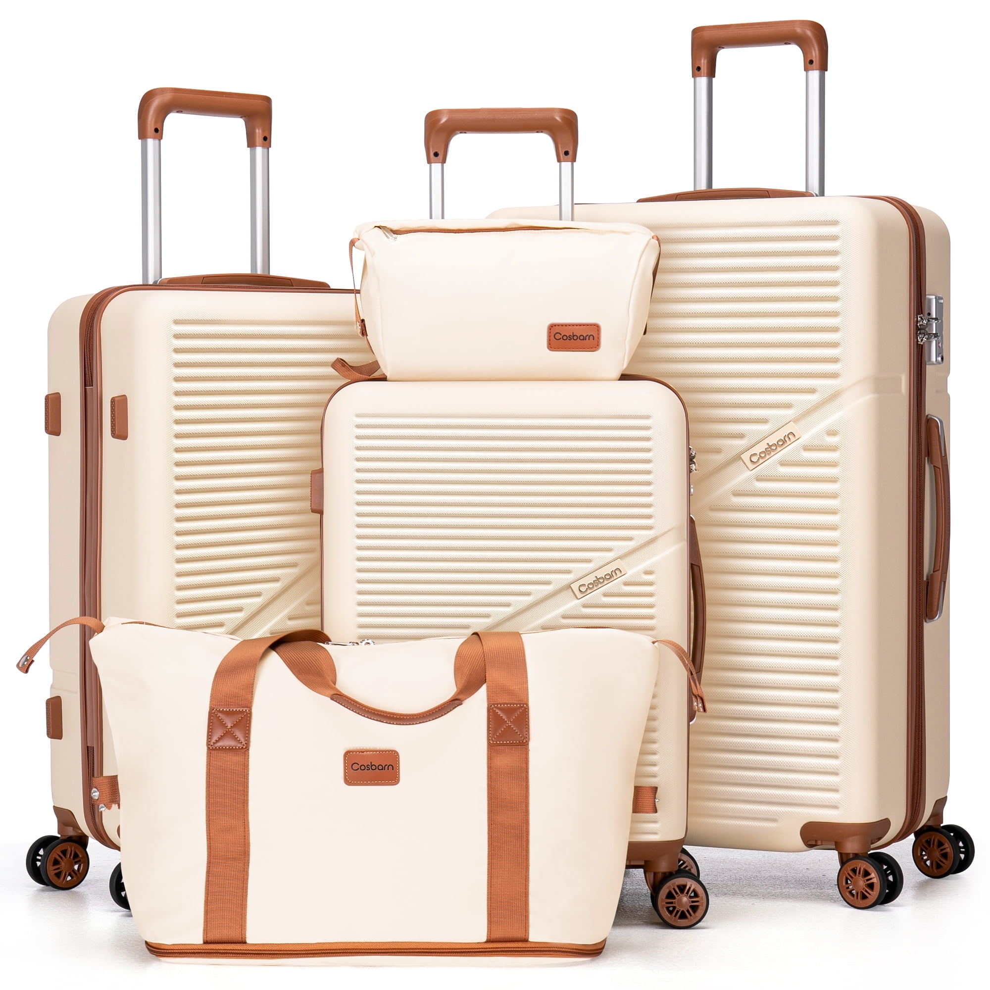 Cosbarn 5 Piece Luggage Sets ABS Hardshell Lightweight Suitcases Sets ...