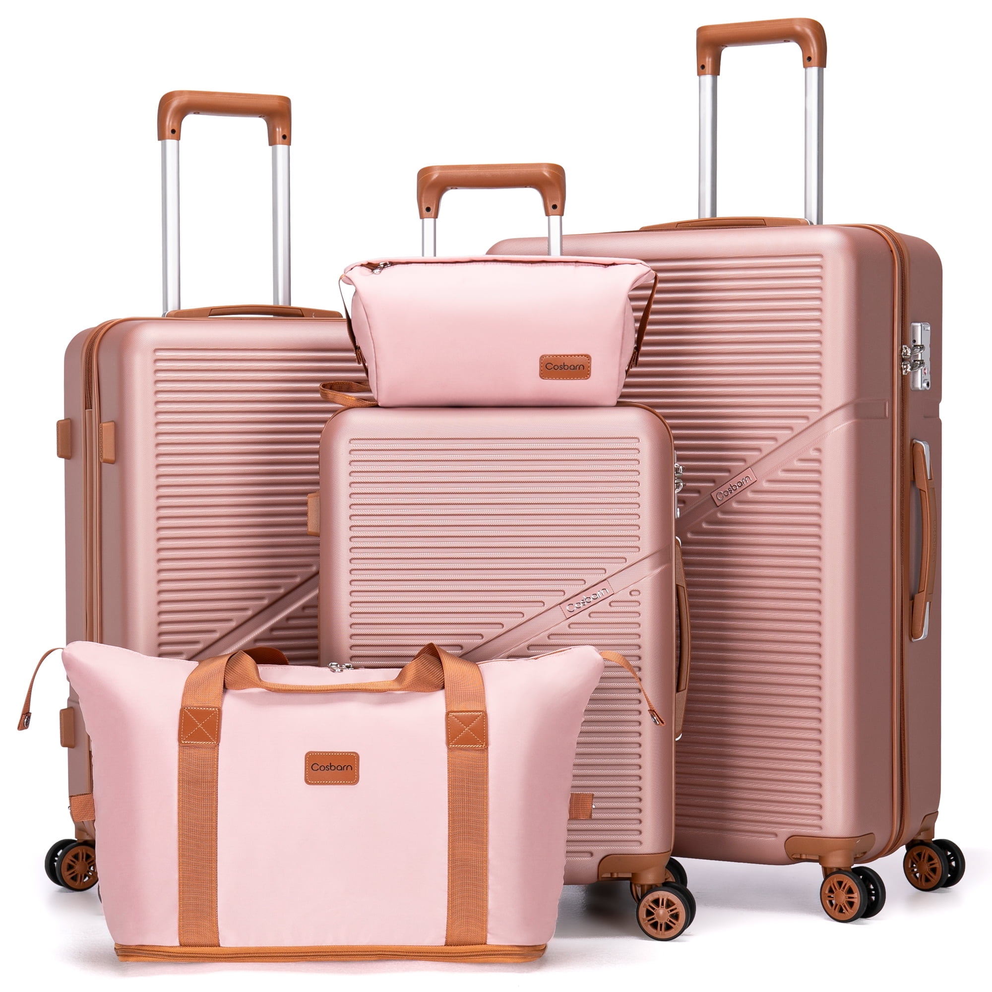 Cosbarn 5 Piece Luggage Sets ABS Hardshell Lightweight Suitcases Sets ...