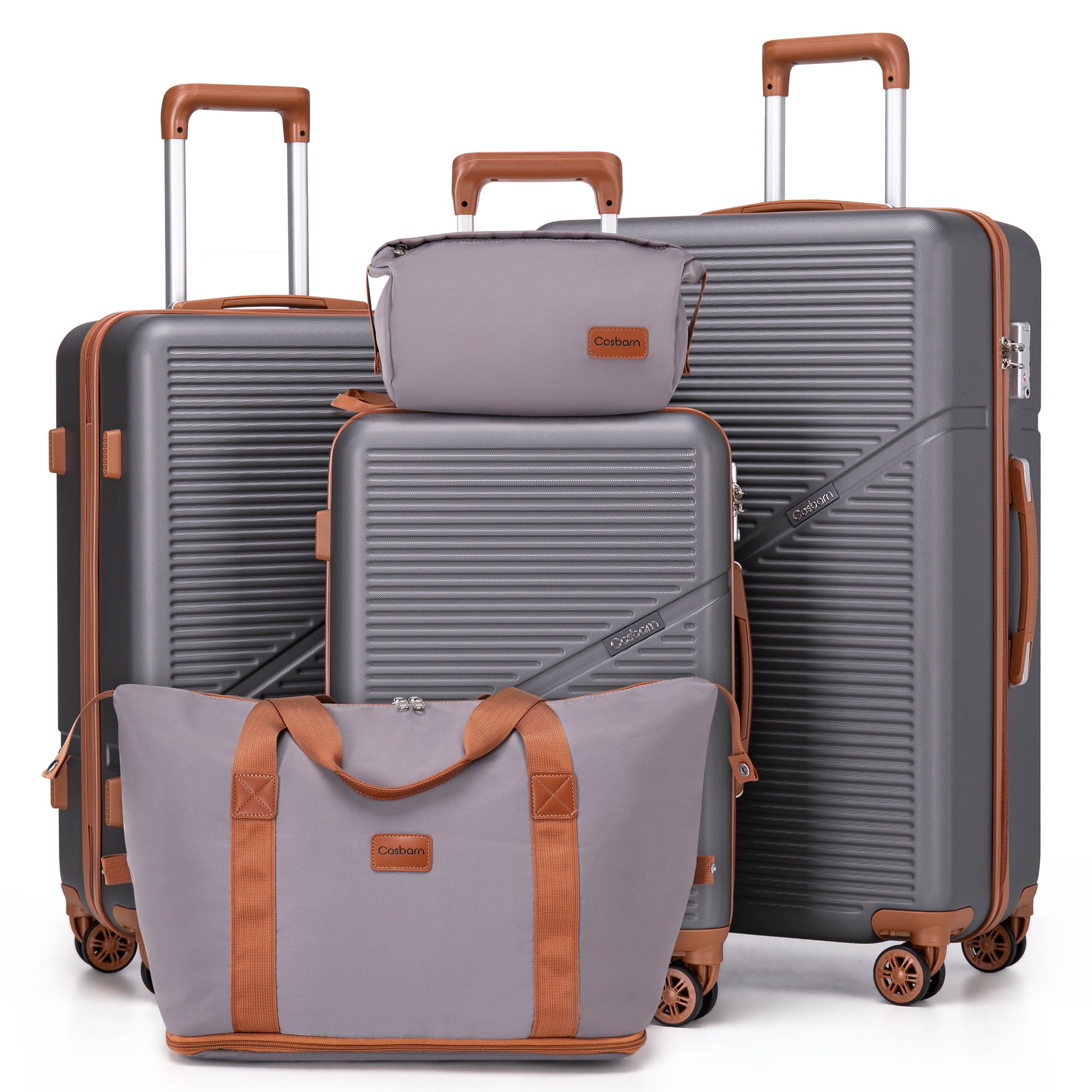 Cosbarn 5 Piece Luggage Sets ABS Hardshell Lightweight Suitcases Sets ...