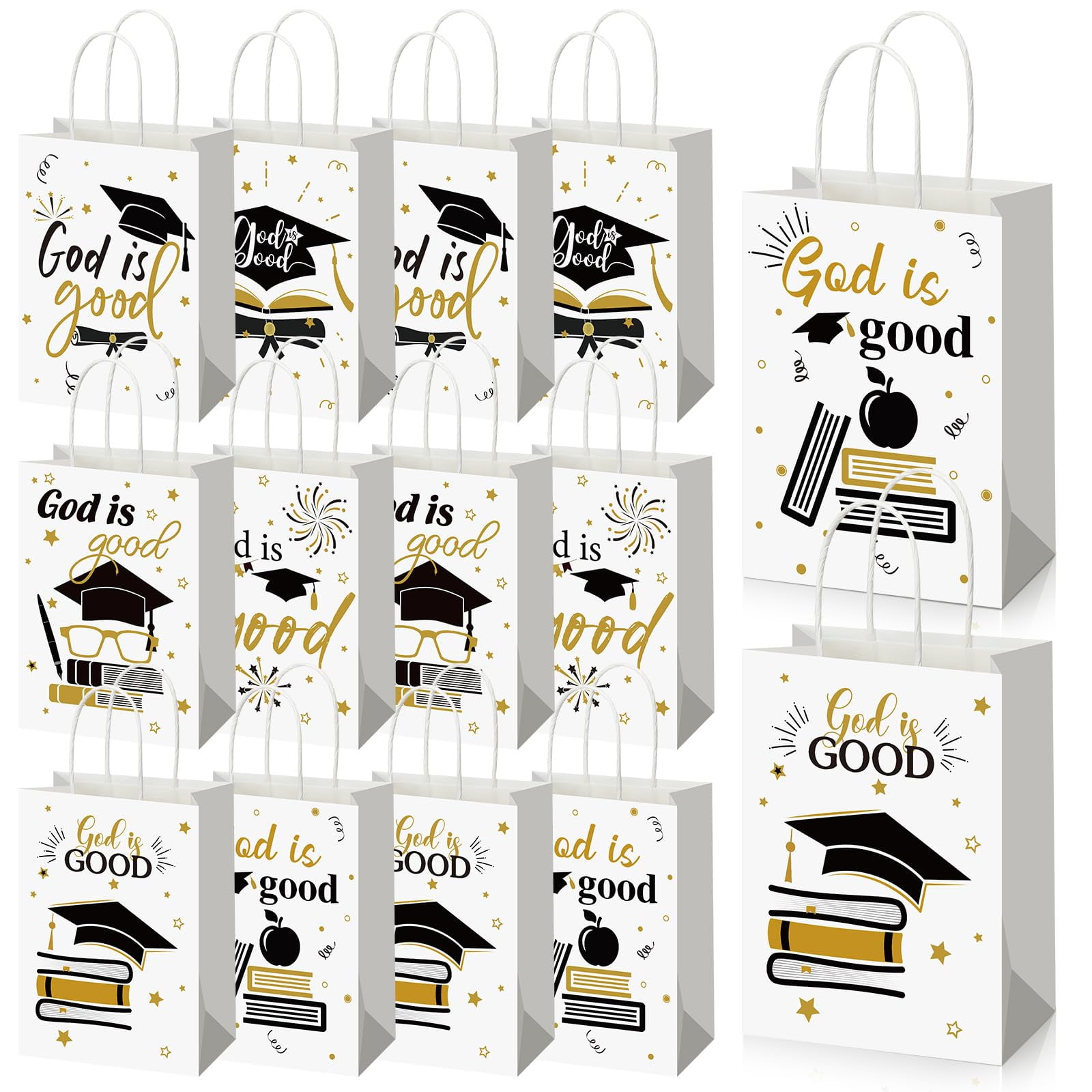 Cosblank 36 Pcs Religious Graduation Gift Bags with Handles God Is Good ...
