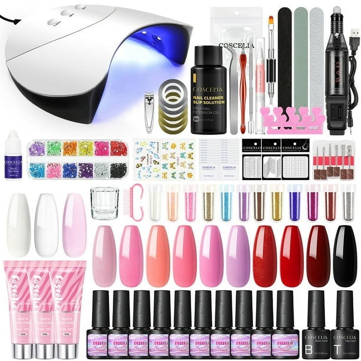 Coscelia Home Manicure Starter Kit: Poly Nail Gel Extension with UV ...