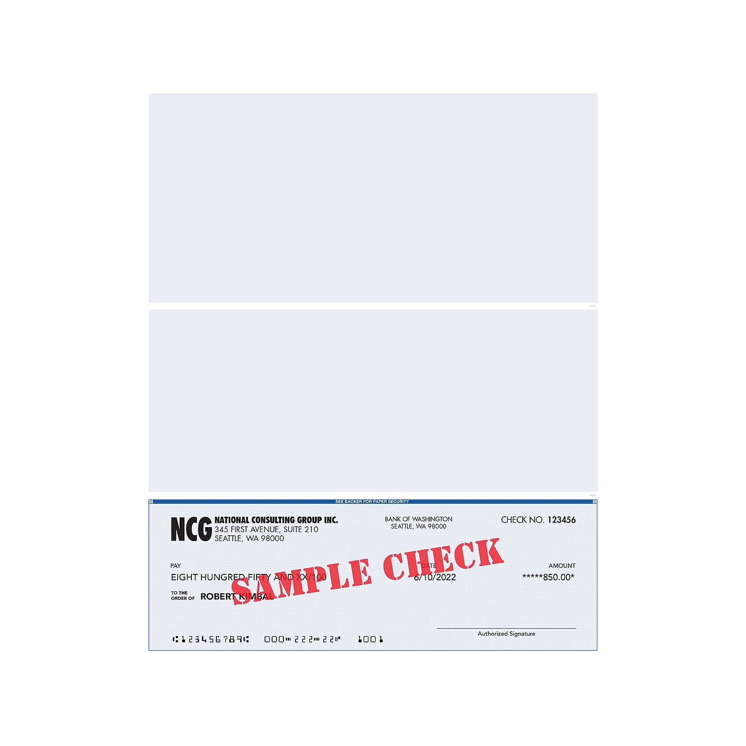 Cosco 8.5" x 11" Business Security Check On Bottom Blue 500 Sheets/Pack ...