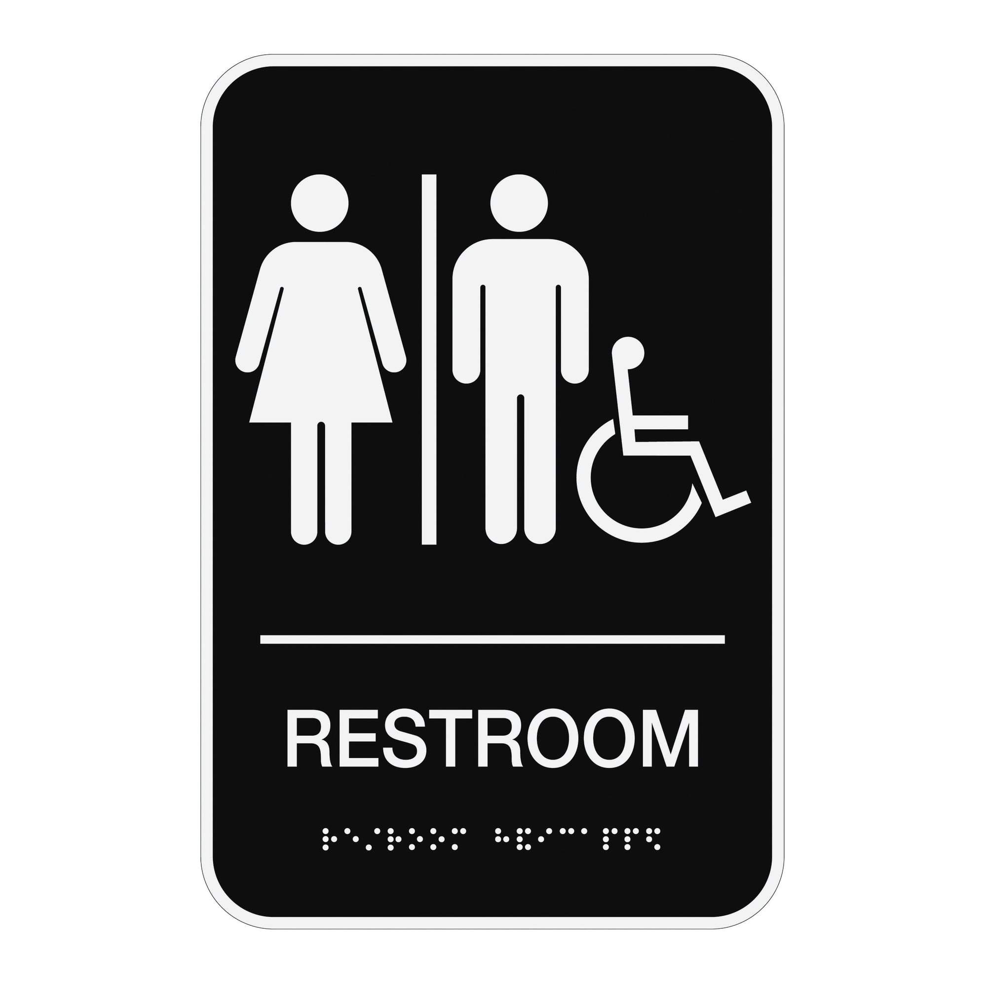 Cosco® ADA Room Accessible Restroom Sign, 6" x 9", Black - Walmart.com