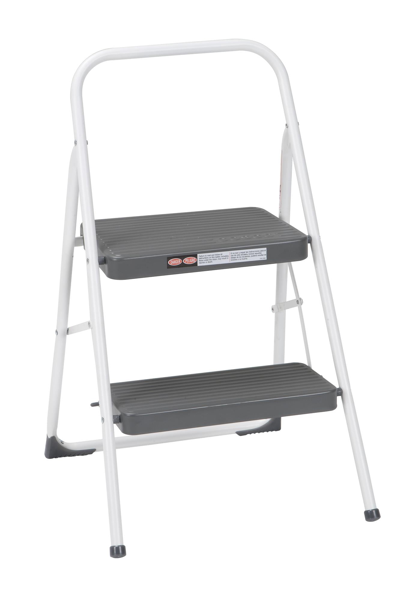 Cosco All Steel Folding Step Stool with 2 Steps, White and Gray ...