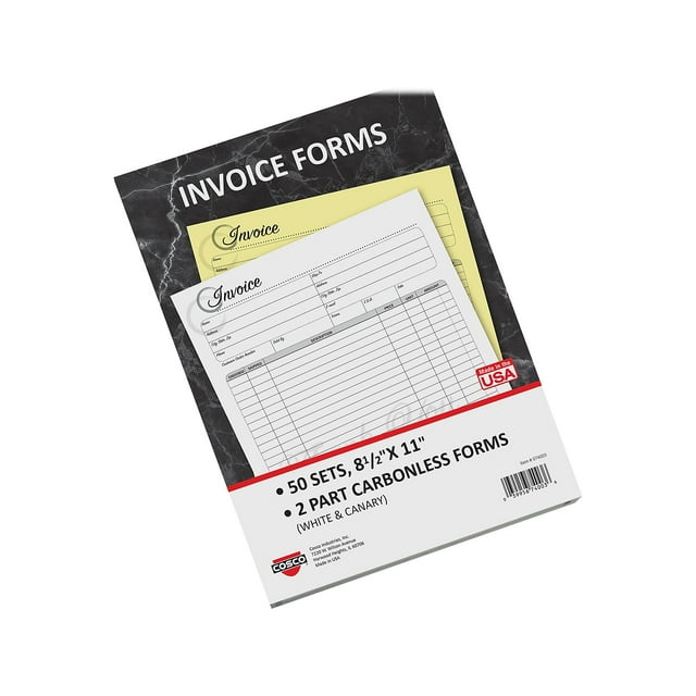 Cosco Carbon Copy Forms, 2-Part Carbonless Invoices, 8.5" x 11", 50 ...