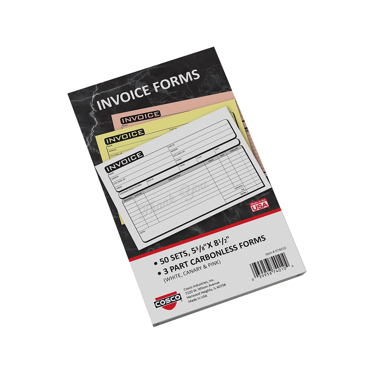 Cosco Business 3-Part Carbonless Invoices 5.4" x 8.5" 50 Sets/Book ...