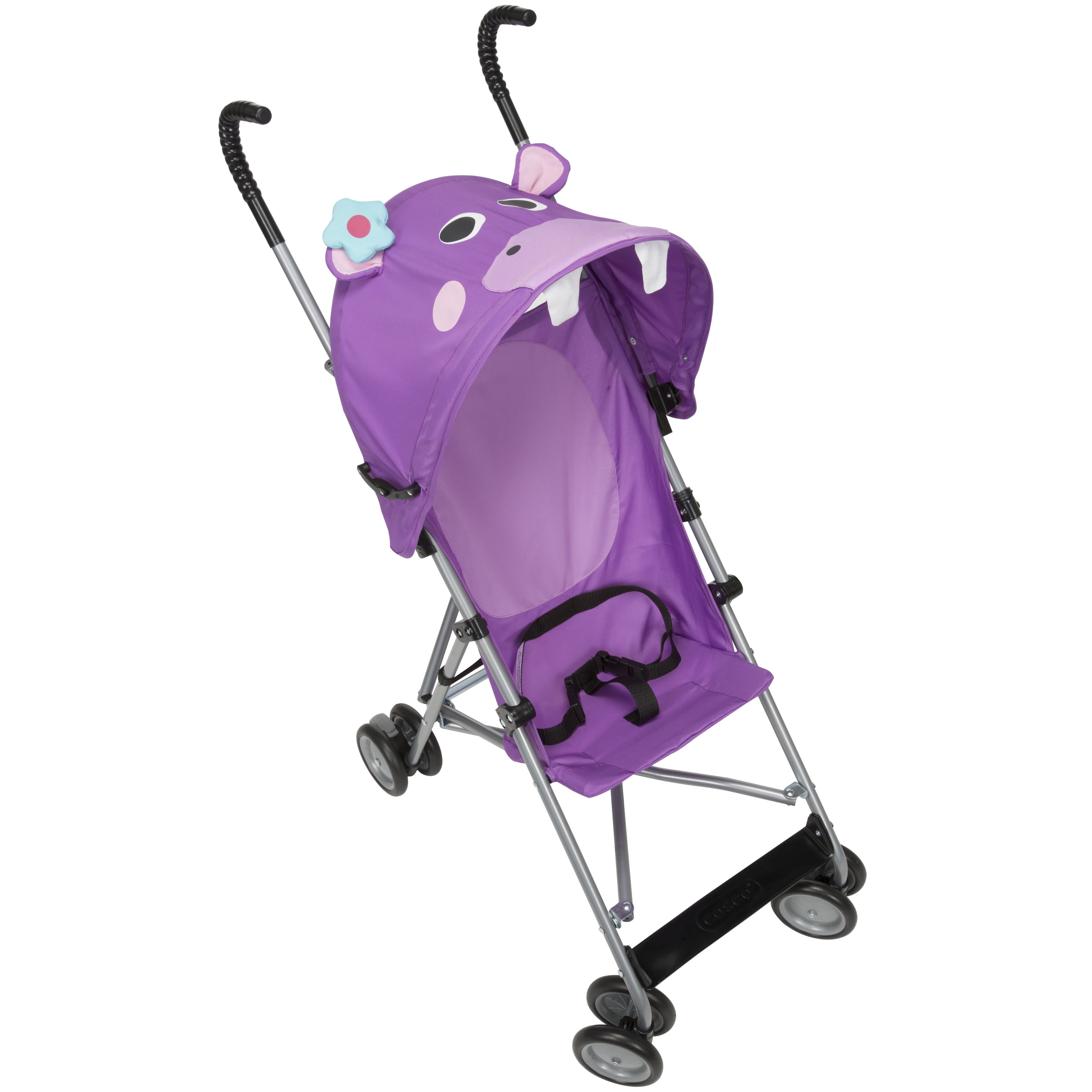 Cosco Kids Comfort Height Character Umbrella Stroller, Purple Hippo ...