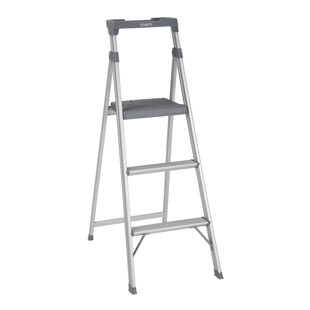 Cosco Lite Solutions 3-step Step Stool, 9ft 3in Max Reach (Aluminum and ...
