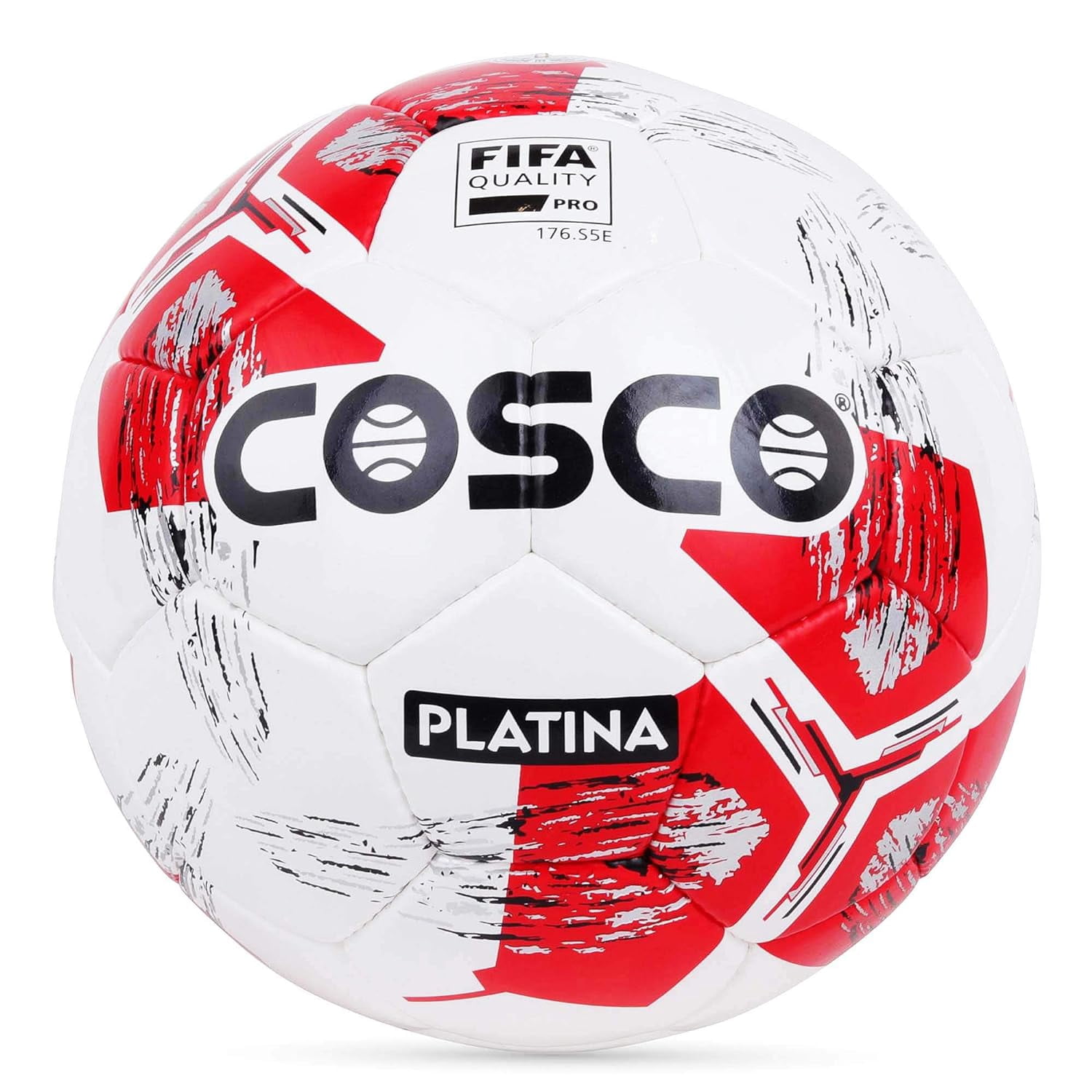 Cosco Platina Leather Men's Footballs, Size 5 | White & Red | Material ...