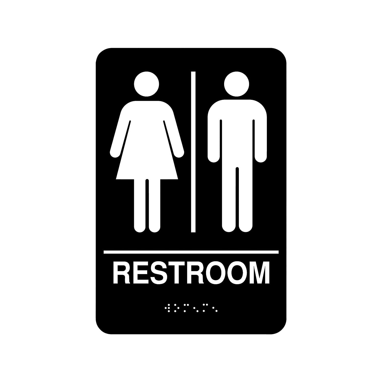 Cosco Restroom Indoor Door Sign 5.5"L x 8.8"H Black/White (098096 ...