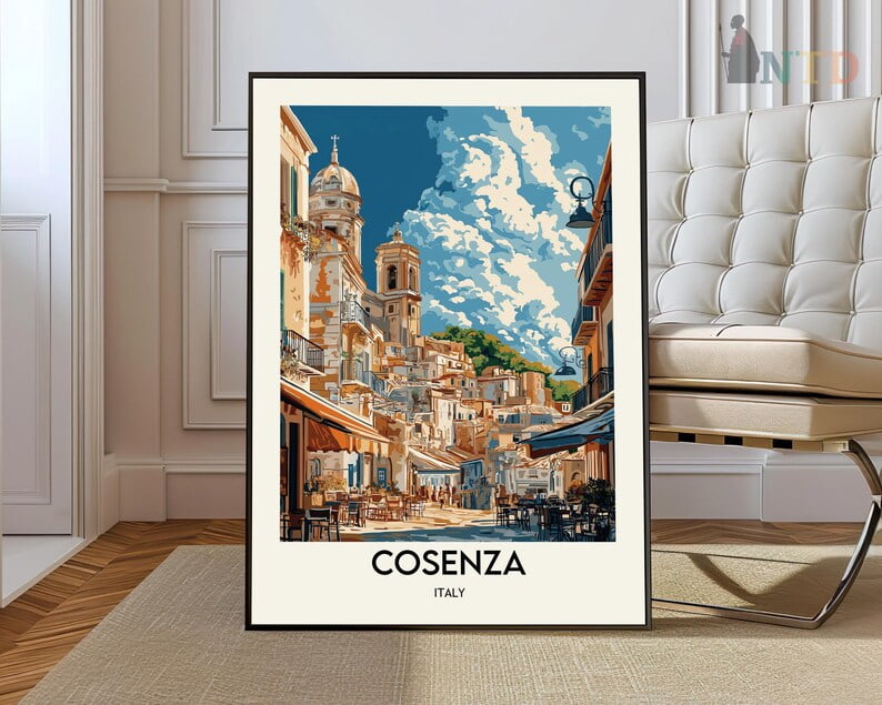 Cosenza Italy Travel Poster – Calabria City Wall Art Print for Urban ...
