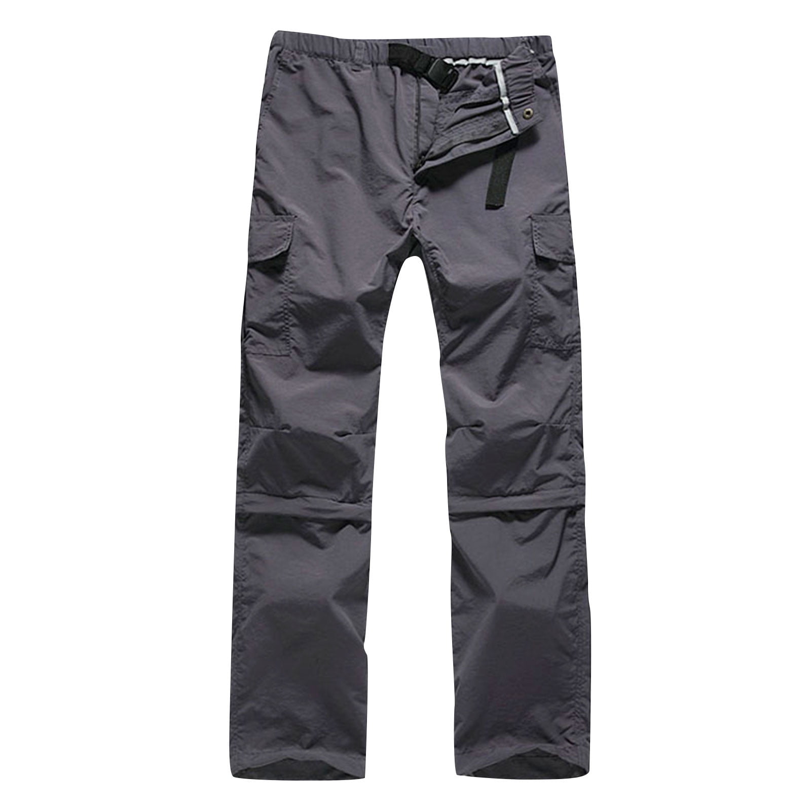 COSFO Gray Baggy Sweatpants Straight-Leg Full Joggers Workwear Belt ...