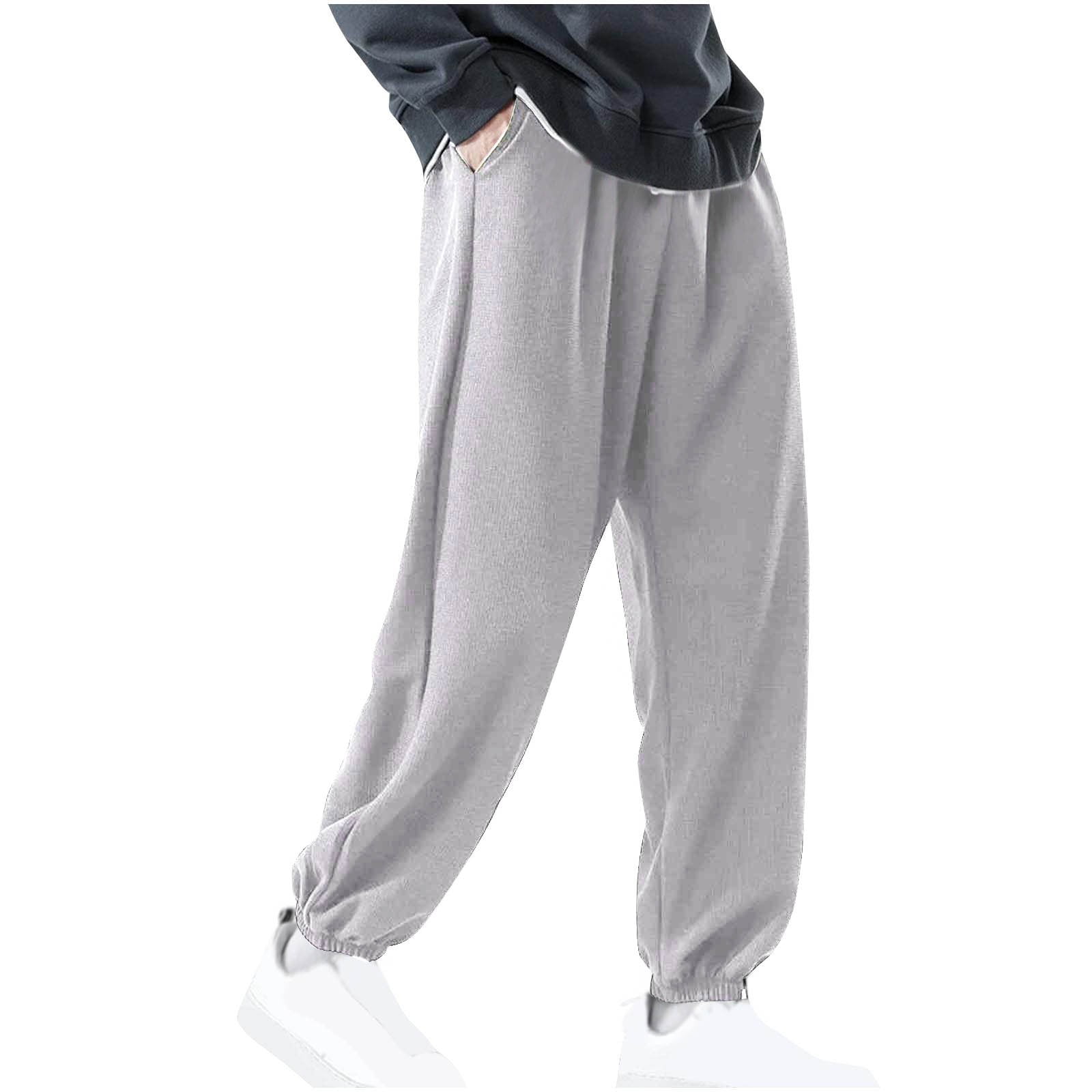 COSFO Gray Baggy Sweatpants for Men Joggers Full Taper Athleisure ...
