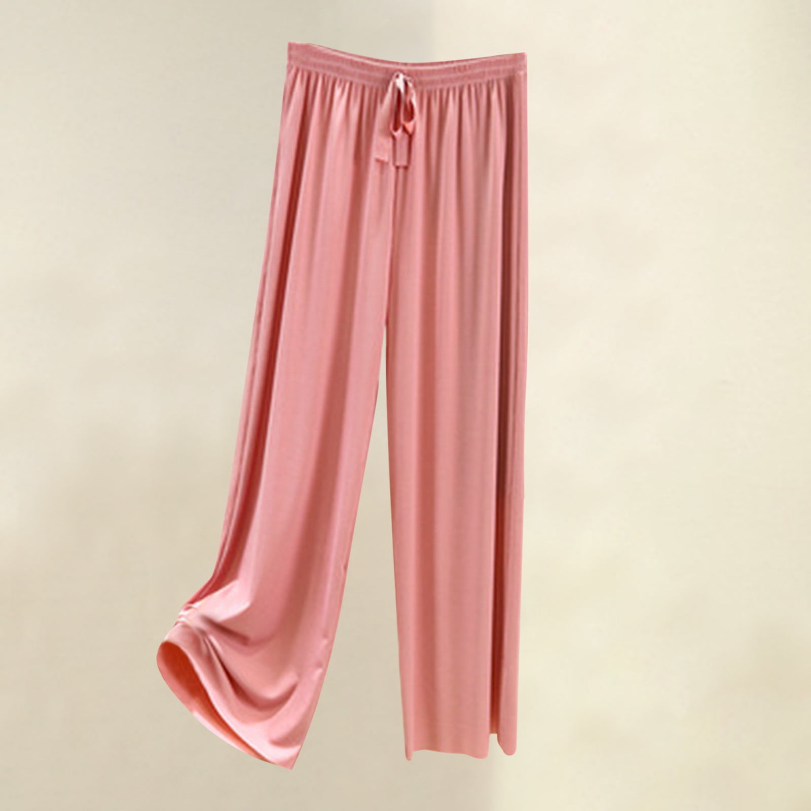 COSFO High Elastic Waisted Pants for Women Solid Casual Palazzo Pink ...