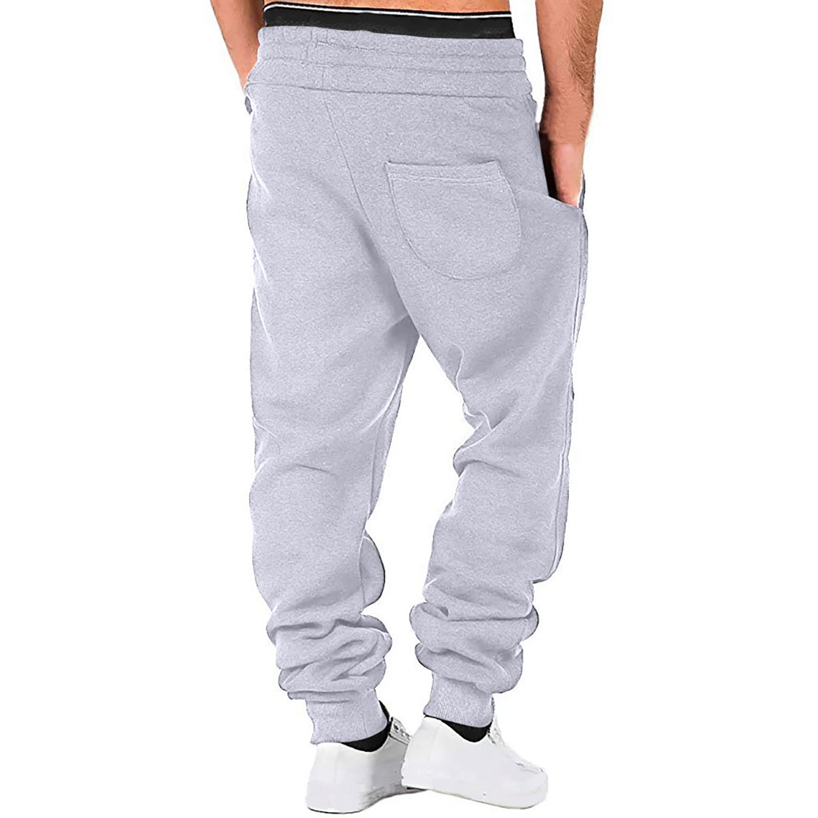 Cosfo Taper Men Sweatpants Gray Full Joggers Athleisure Drawstring ...