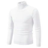 COSFO White Men Sweaters Casual Long Sleeve Knit Turtleneck Solid ...