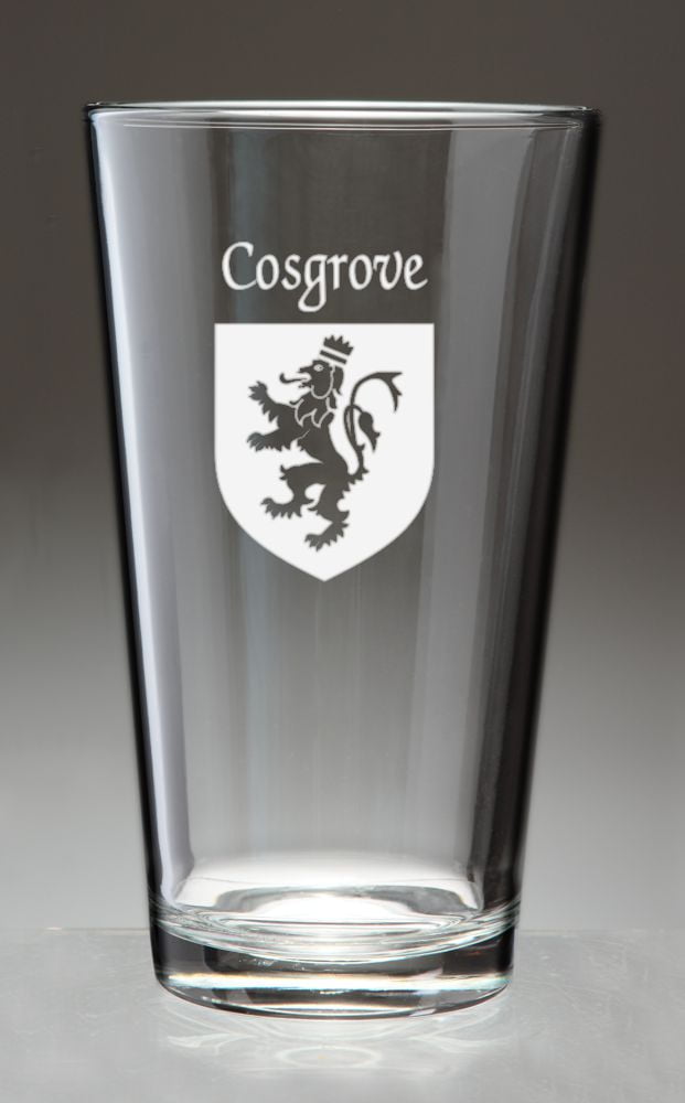 Cosgrove Irish Coat of Arms Pint Glasses - Set of 4 (Sand Etched ...