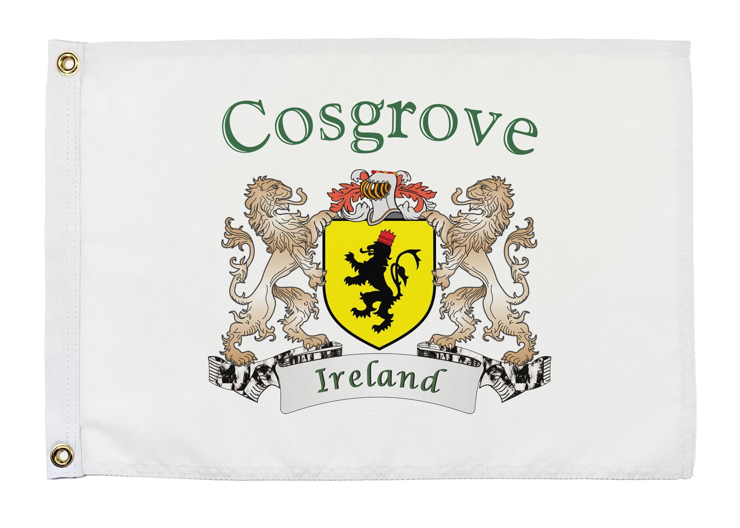 Cosgrove Irish Coat of Arms Small White Flag - 16"x10.5" inches ...