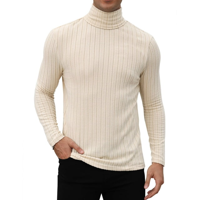 Coshow Men Turtleneck Sweater Long Sleeve T Shirts Knit Casual Slim Fit ...