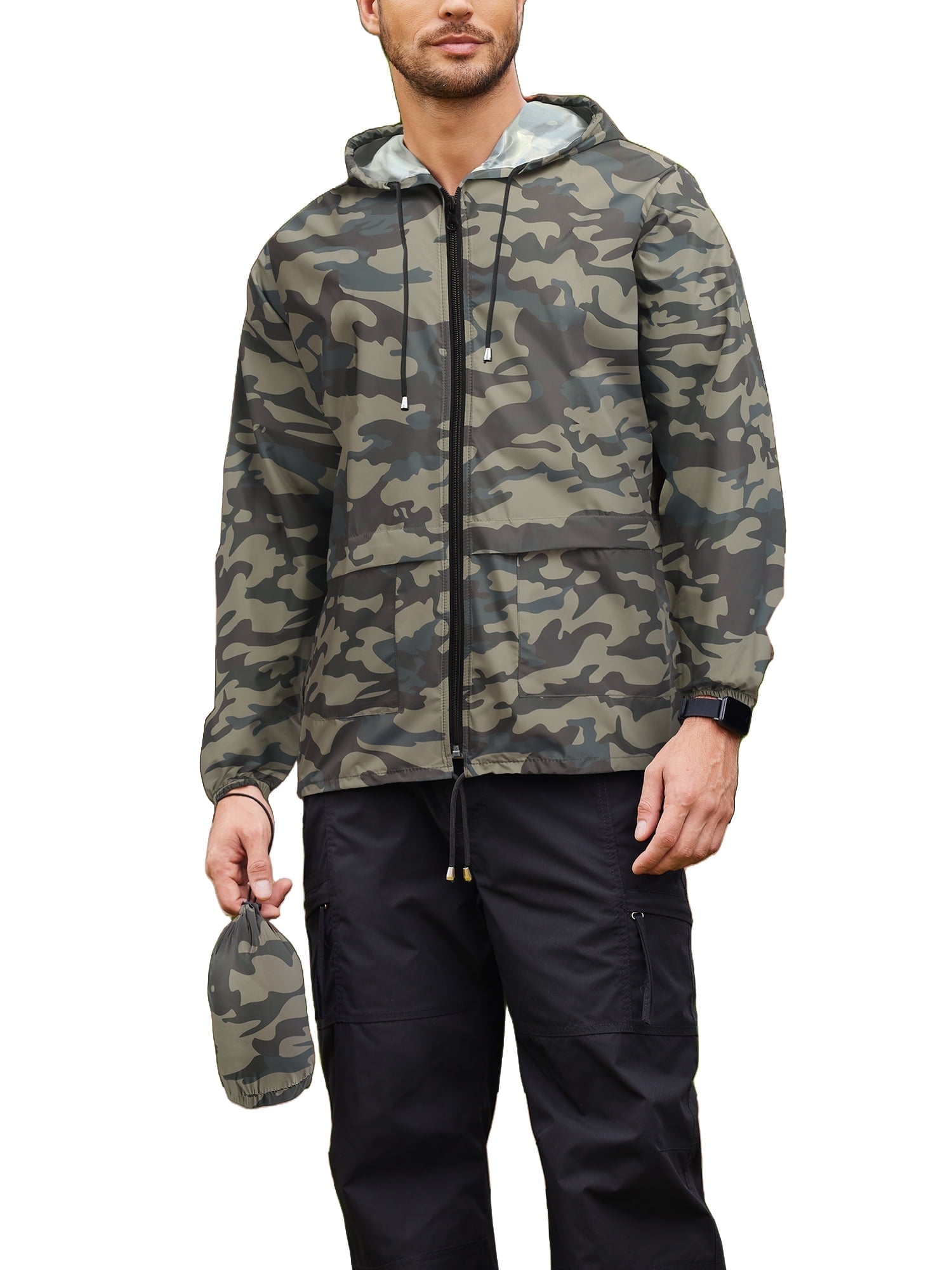 Coshow Men's Rain Jacket Waterproof Lightweight Packable Raincoat ...
