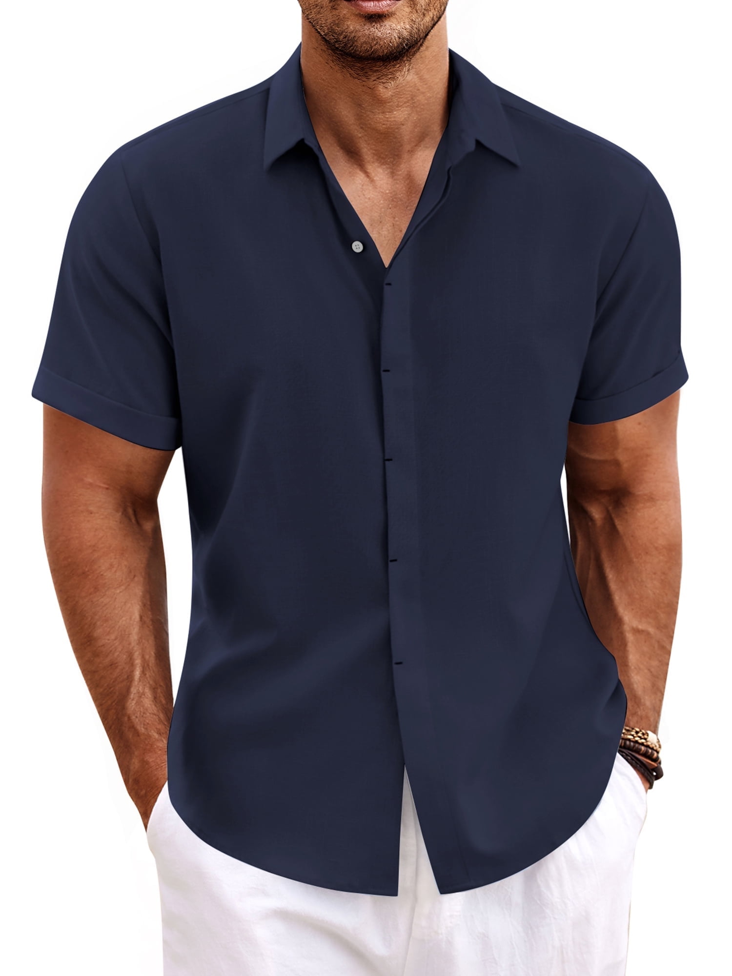Coshow Mens Button Down Dress Shirts Business Casual Long Sleeve ...