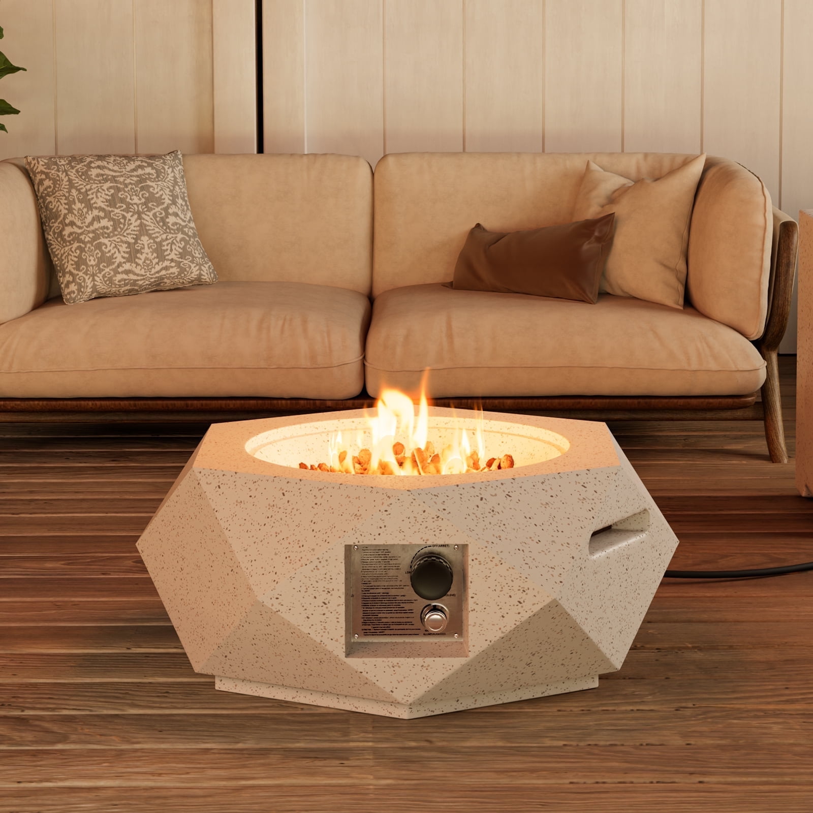 Free Shipping! COSIEST Outdoor Terrazzo White Hexagon Base Propane Fire ...