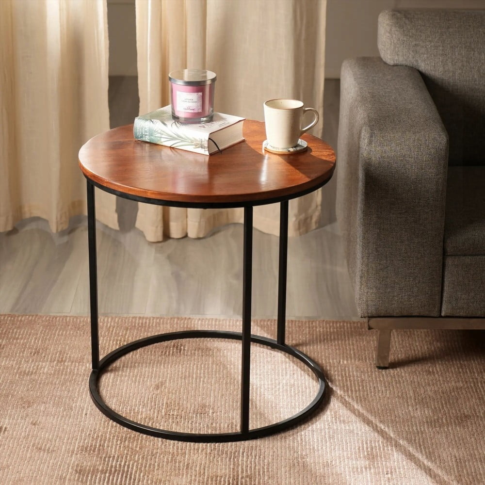 Cosimo Round End Table – Durable Accent Table for Living Room Decor ...