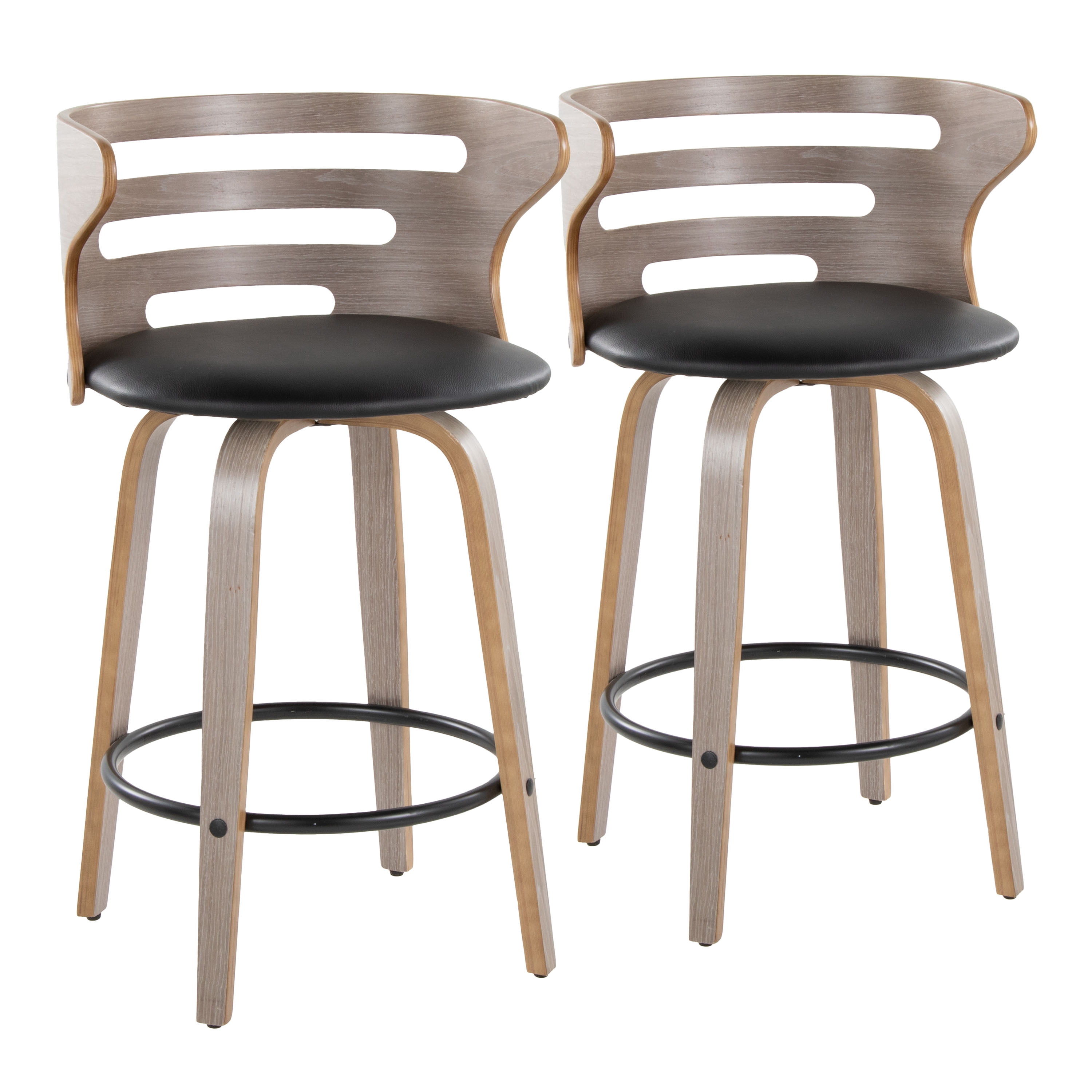 Cosini 26" Mid-Century Modern Bar Stools (Set of 2) - Light Grey Wood ...