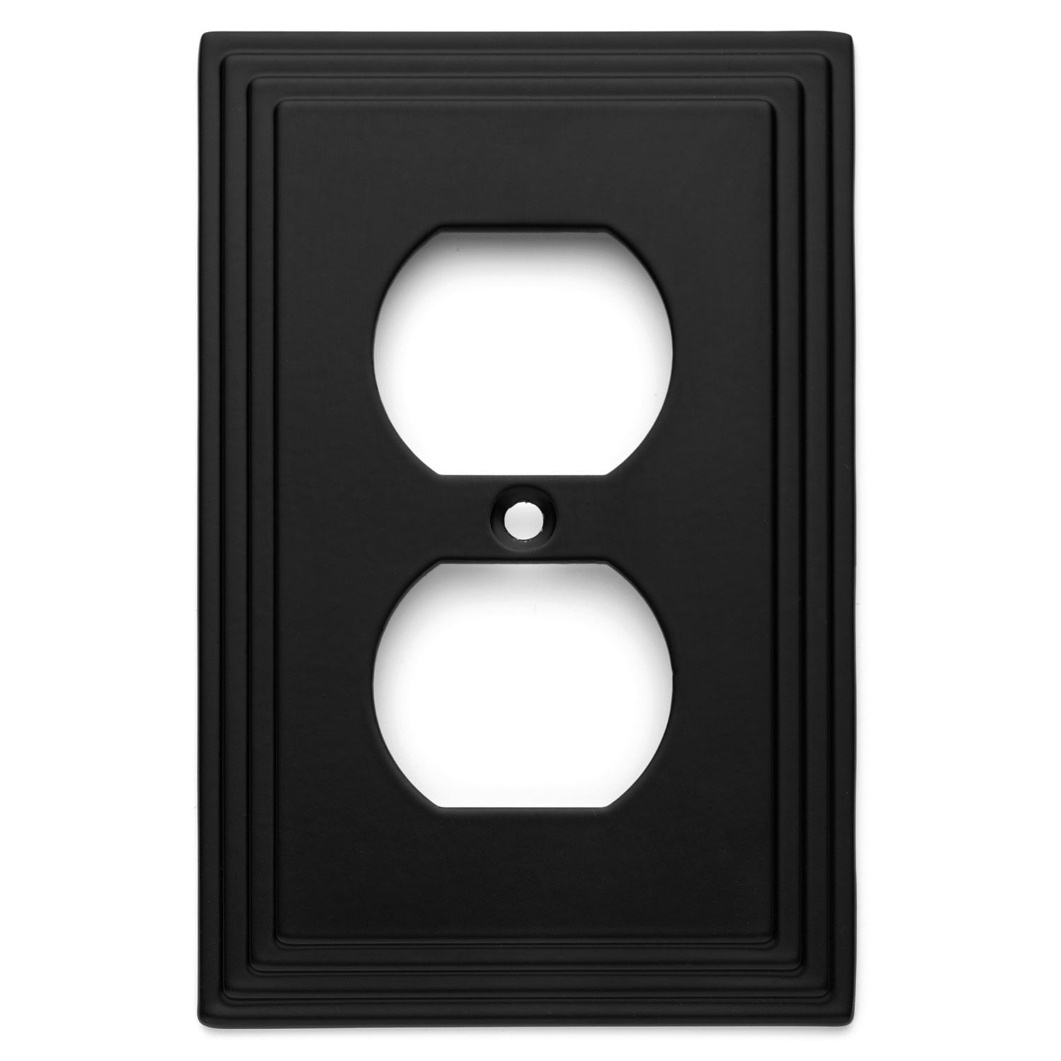 Cosmas Single Duplex Electrical Outlet Wall Plate/Cover in Flat Black ...