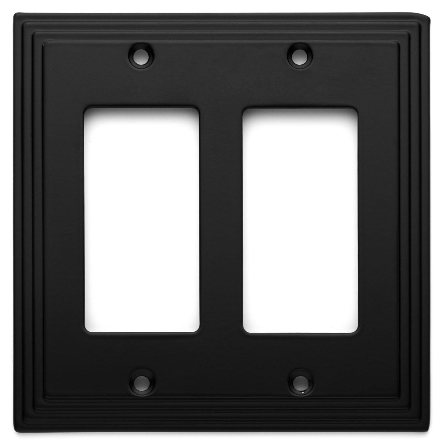 Cosmas 25090-FB Flat Black Double GFI/Decora Rocker Wall Switch Plate ...