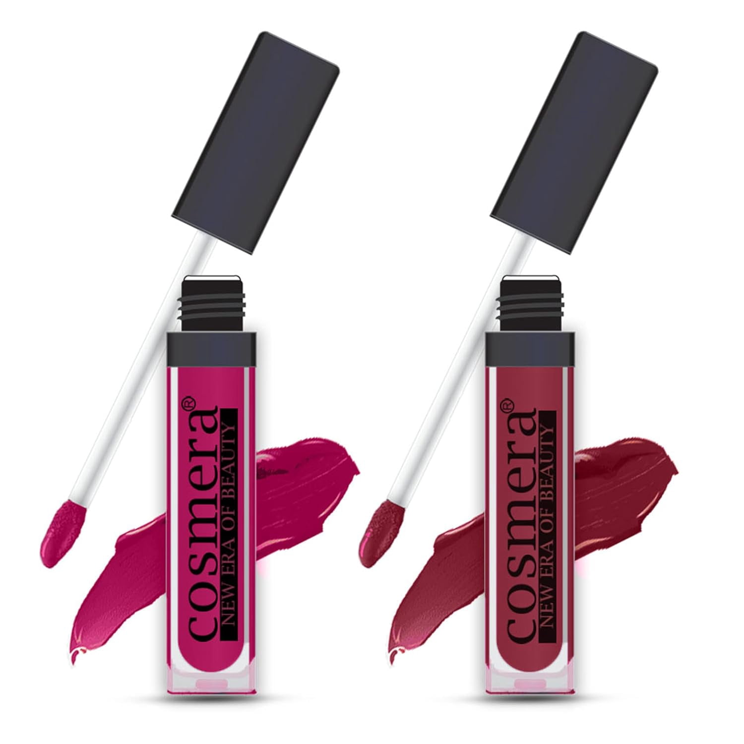 Cosmera Liquid Lipstick Set of 2 Glossy SmudgeProof Lipsticks with ...