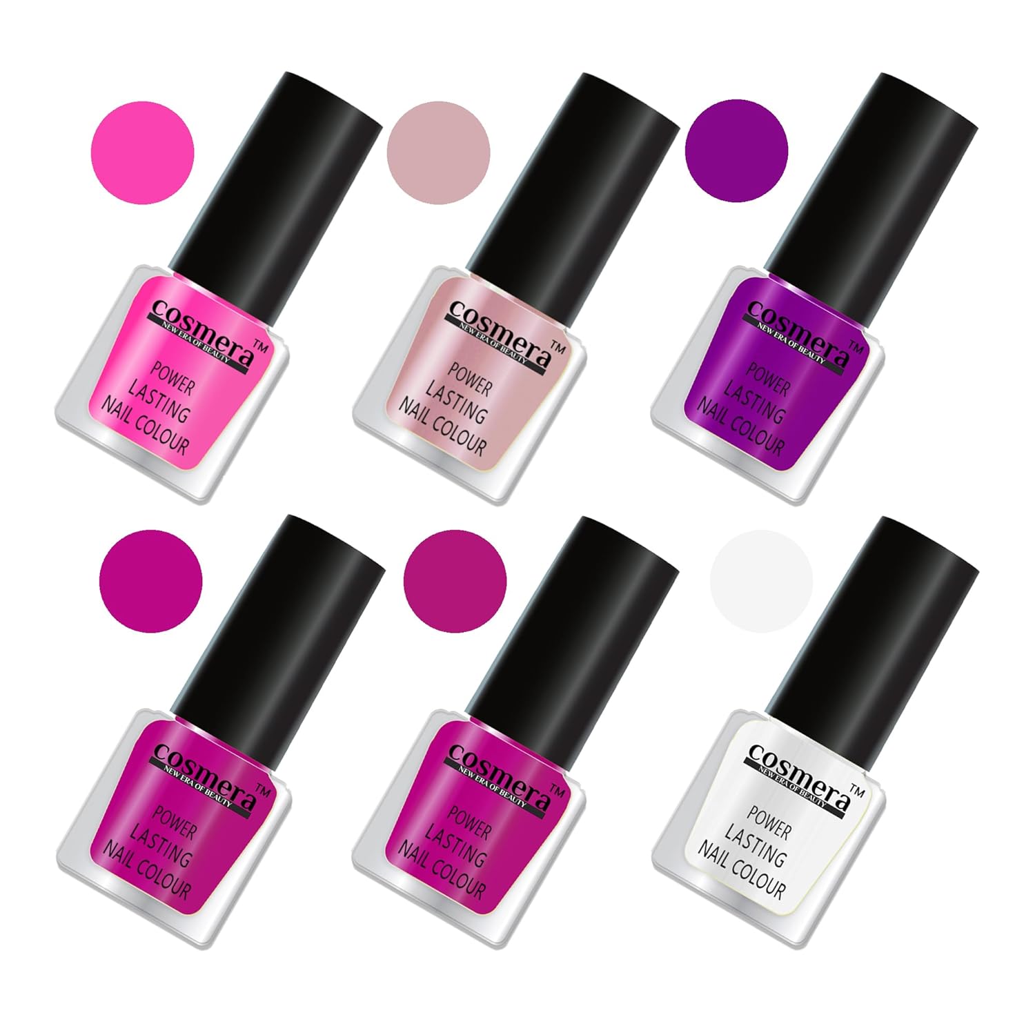 Cosmera Nail Polish Set of 6 LongLasting ChipFree Nail Colors with ...