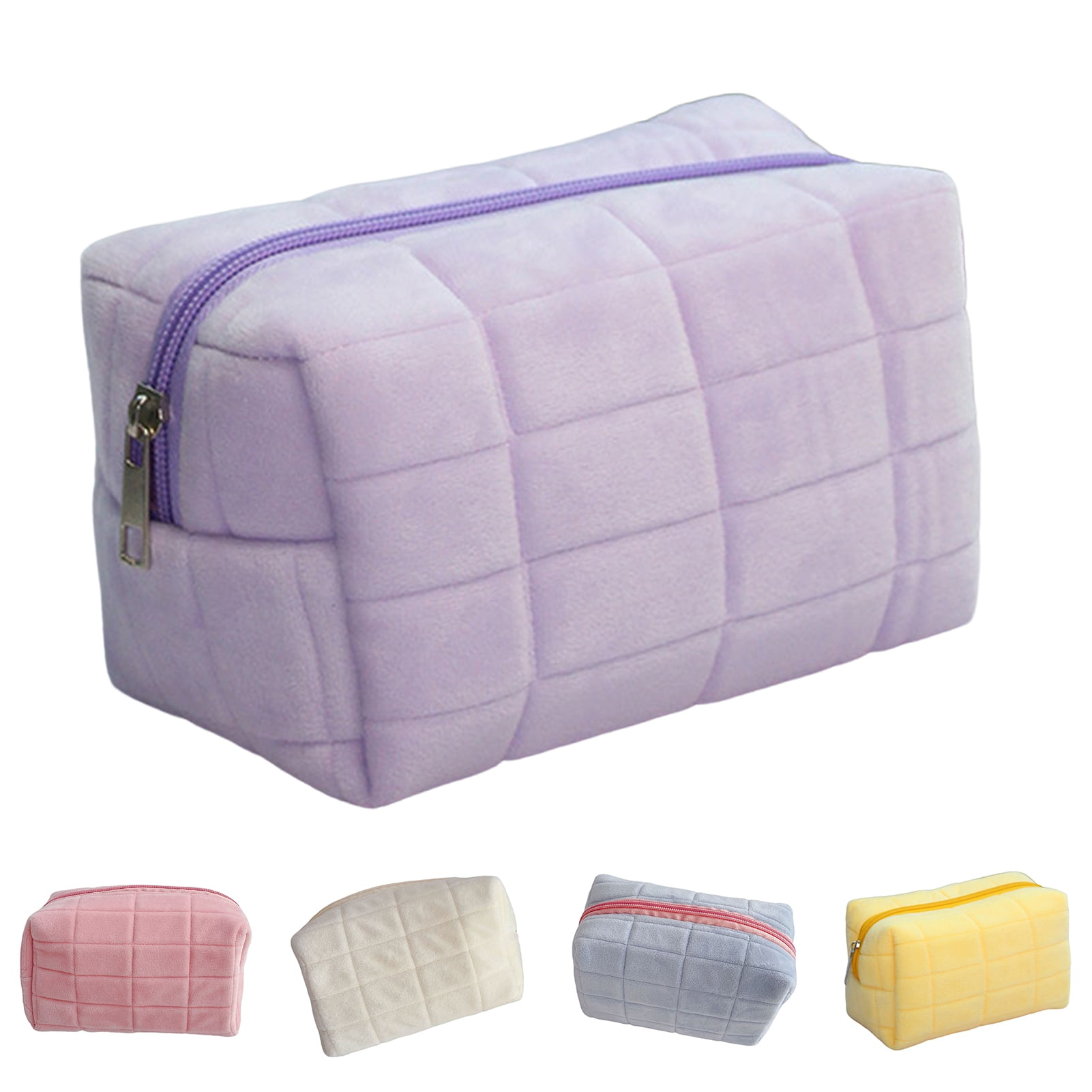 Cosmetic Bag Multifunctional Soft Plush Fluffy Large Capacity Zipper ...