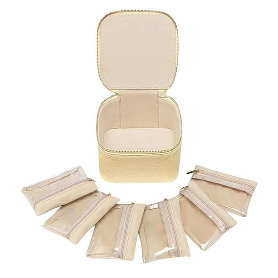 Cosmetic Bag Small Jewelry Organizer Travel Jewelry Organizer with 6 ...