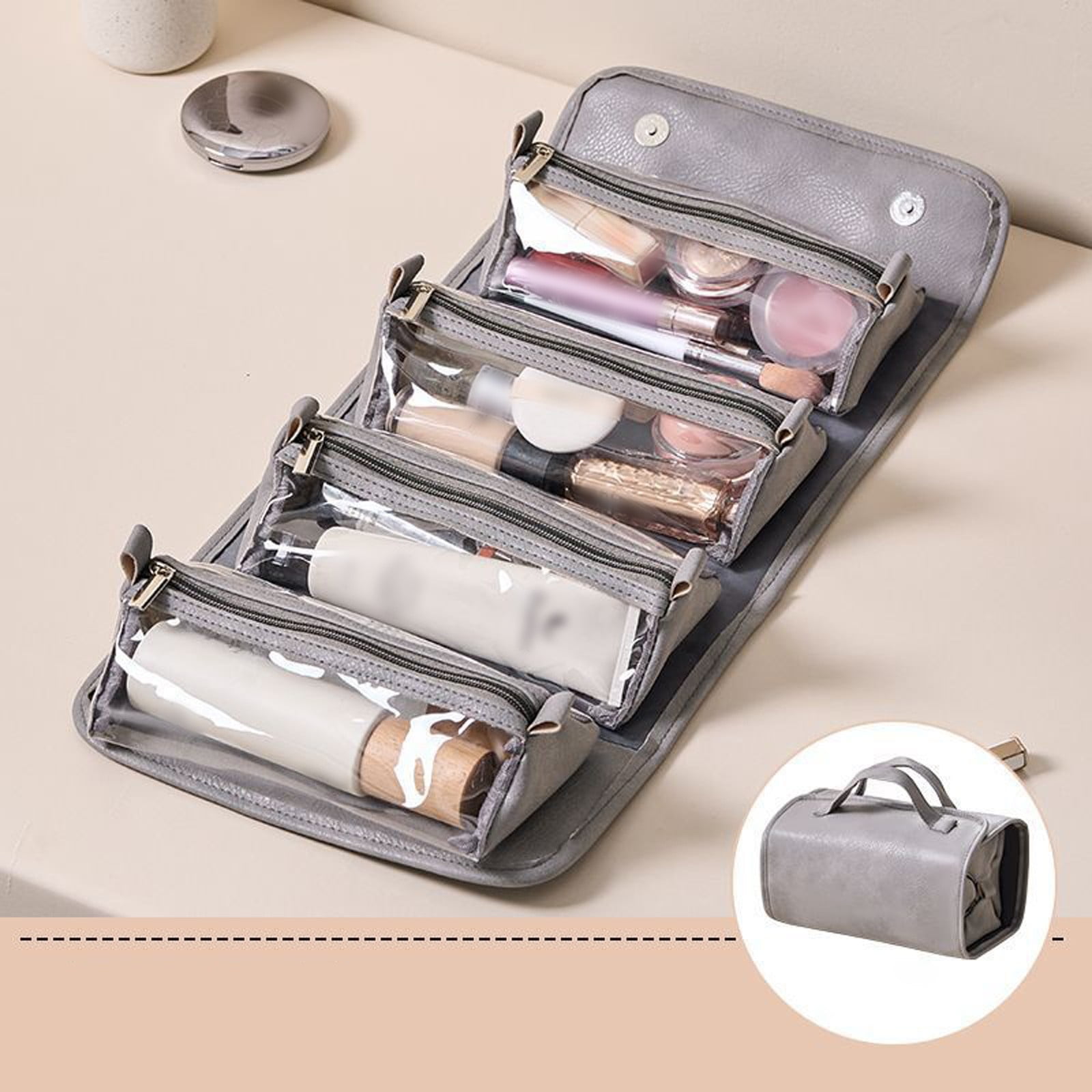 Cosmetic Bag Travel Toiletry Bag 4 Detachable Clear -Compartment ...
