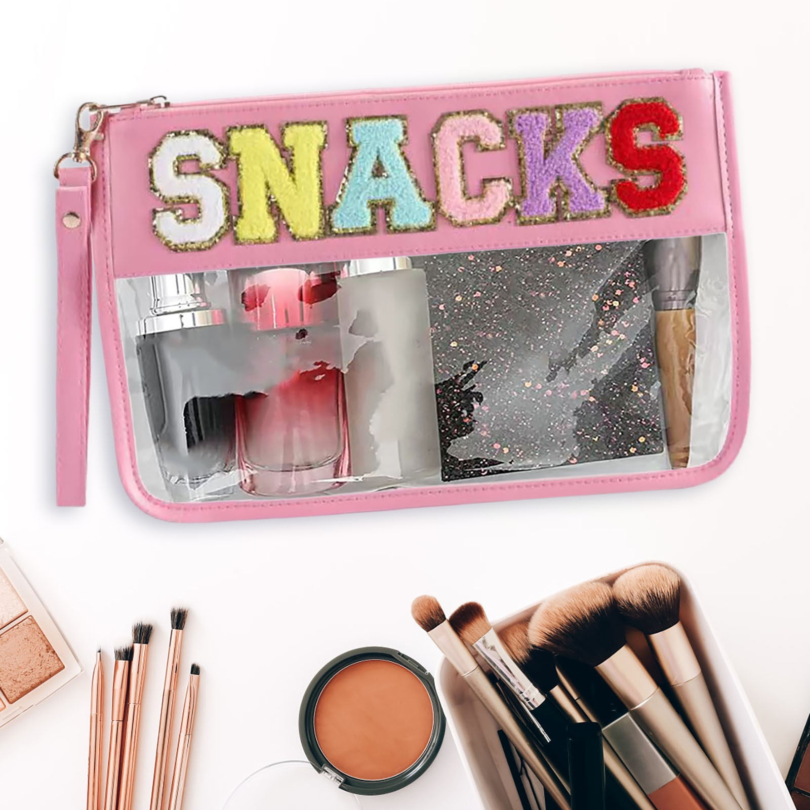 Cosmetic Bag Zipper Pouch With Embroidered Letters | Handy Makeup ...