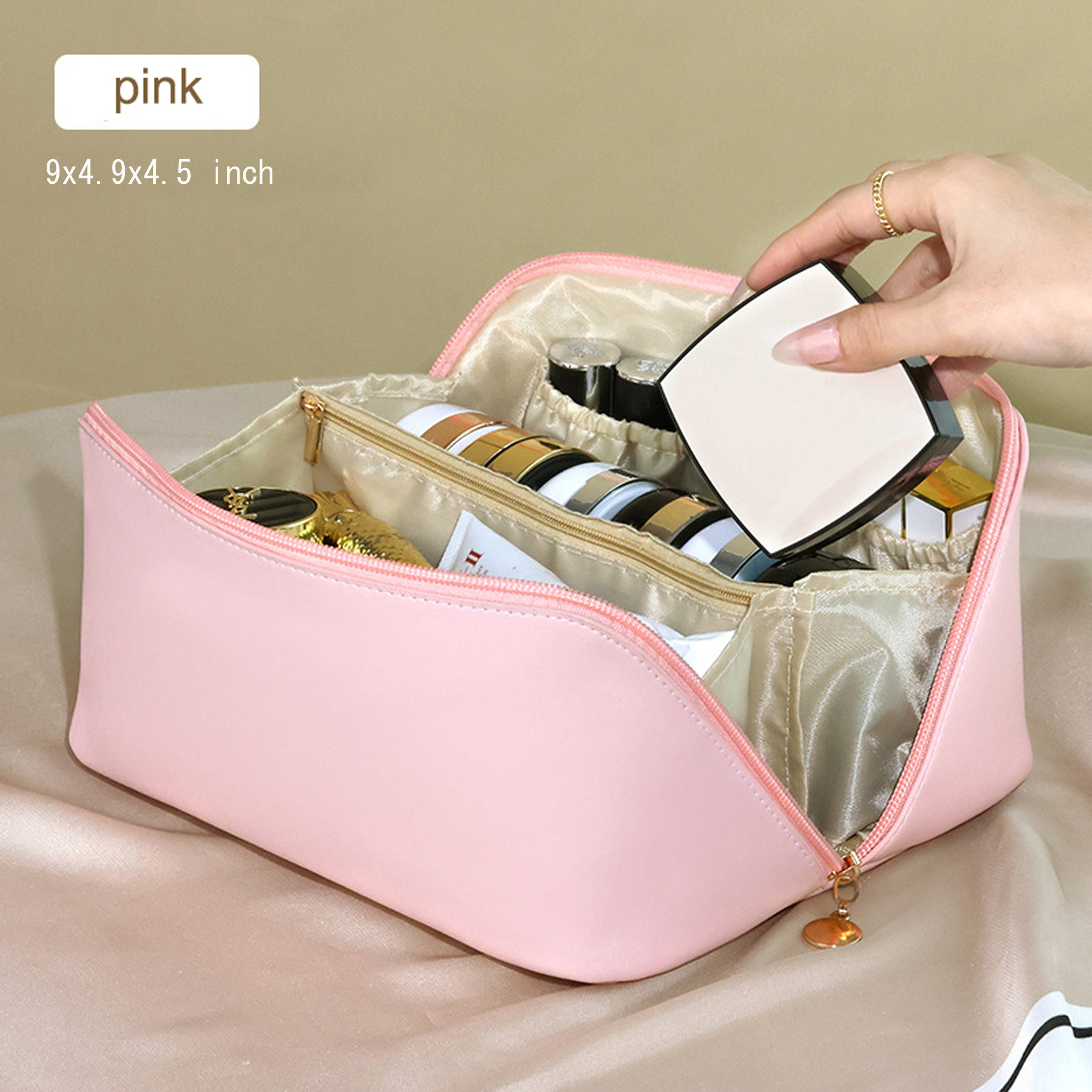 Makeup Bag Travel Cosmetic Bags for Women Girls Zipper Pouch Makeup ...