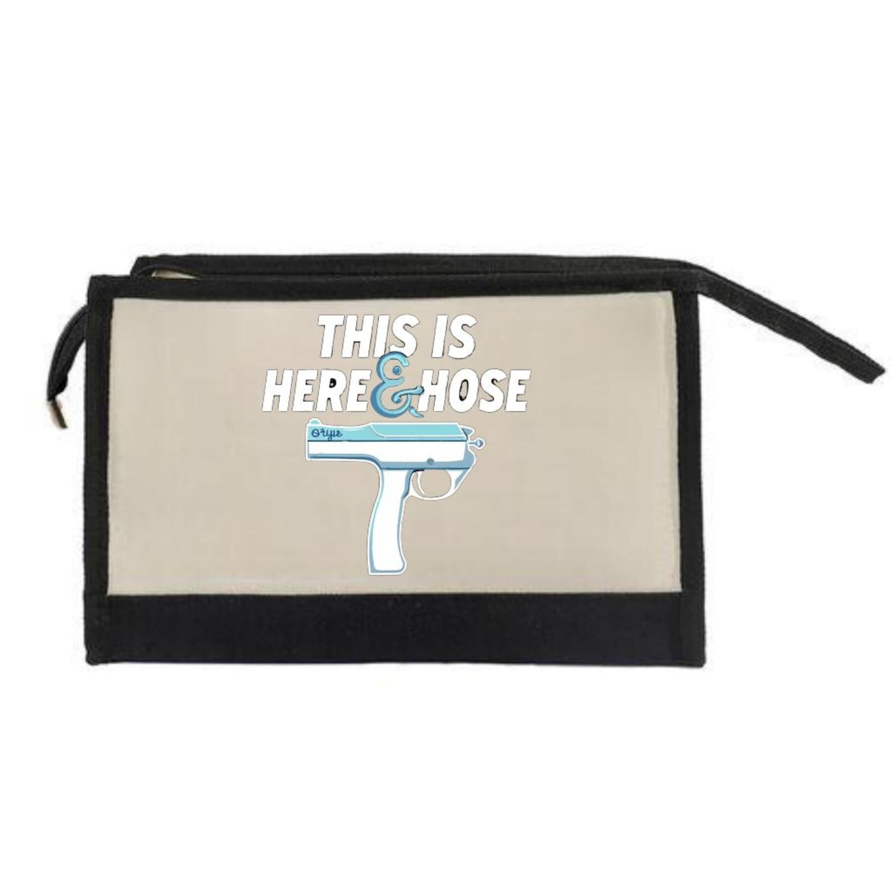 Cosmetic Canvas Pouch Bag - Stylish Black Exterior with Bold Graphic ...