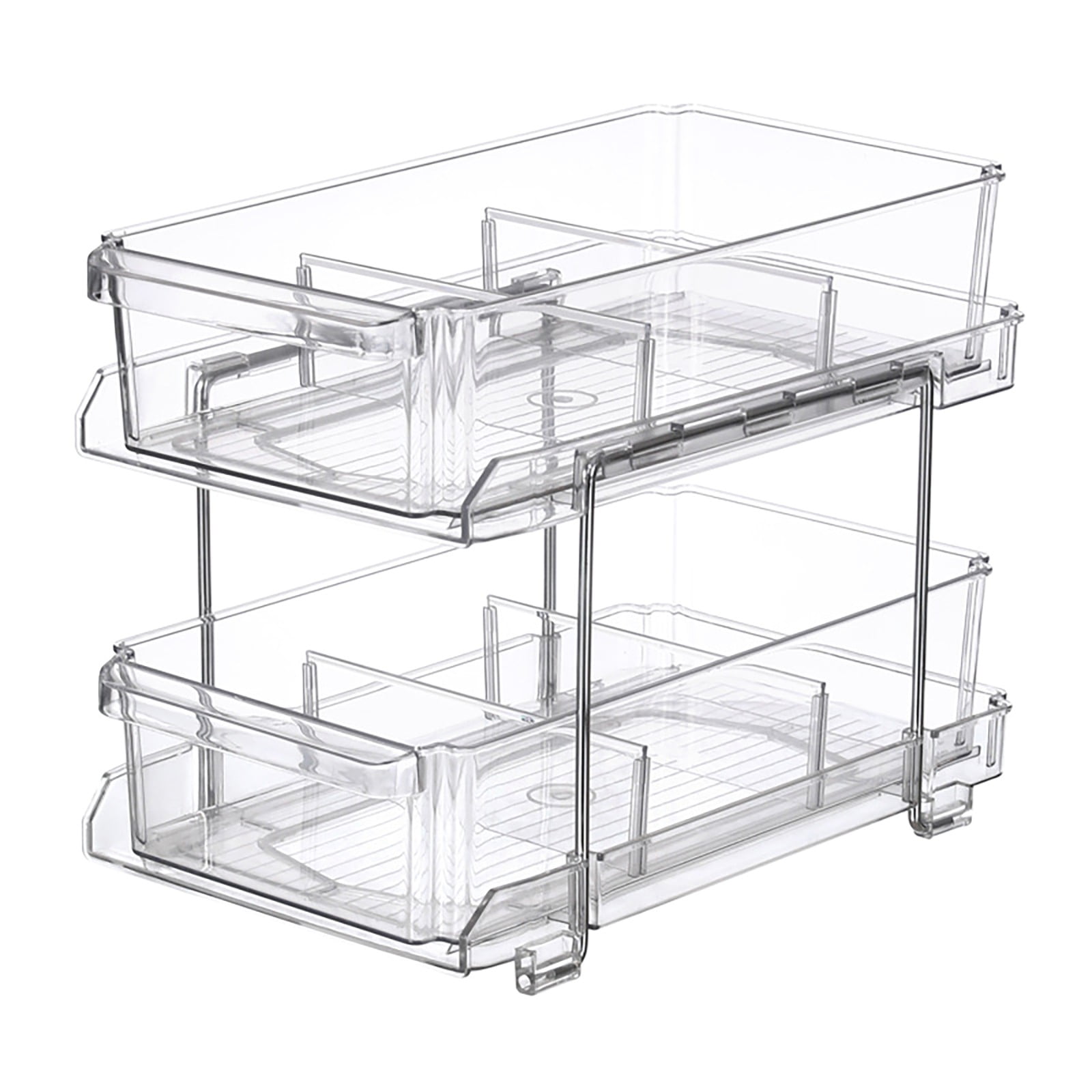 Cosmetic Cases 2 Tier Bathroom Organizer With Dividers Clear Pull Out ...